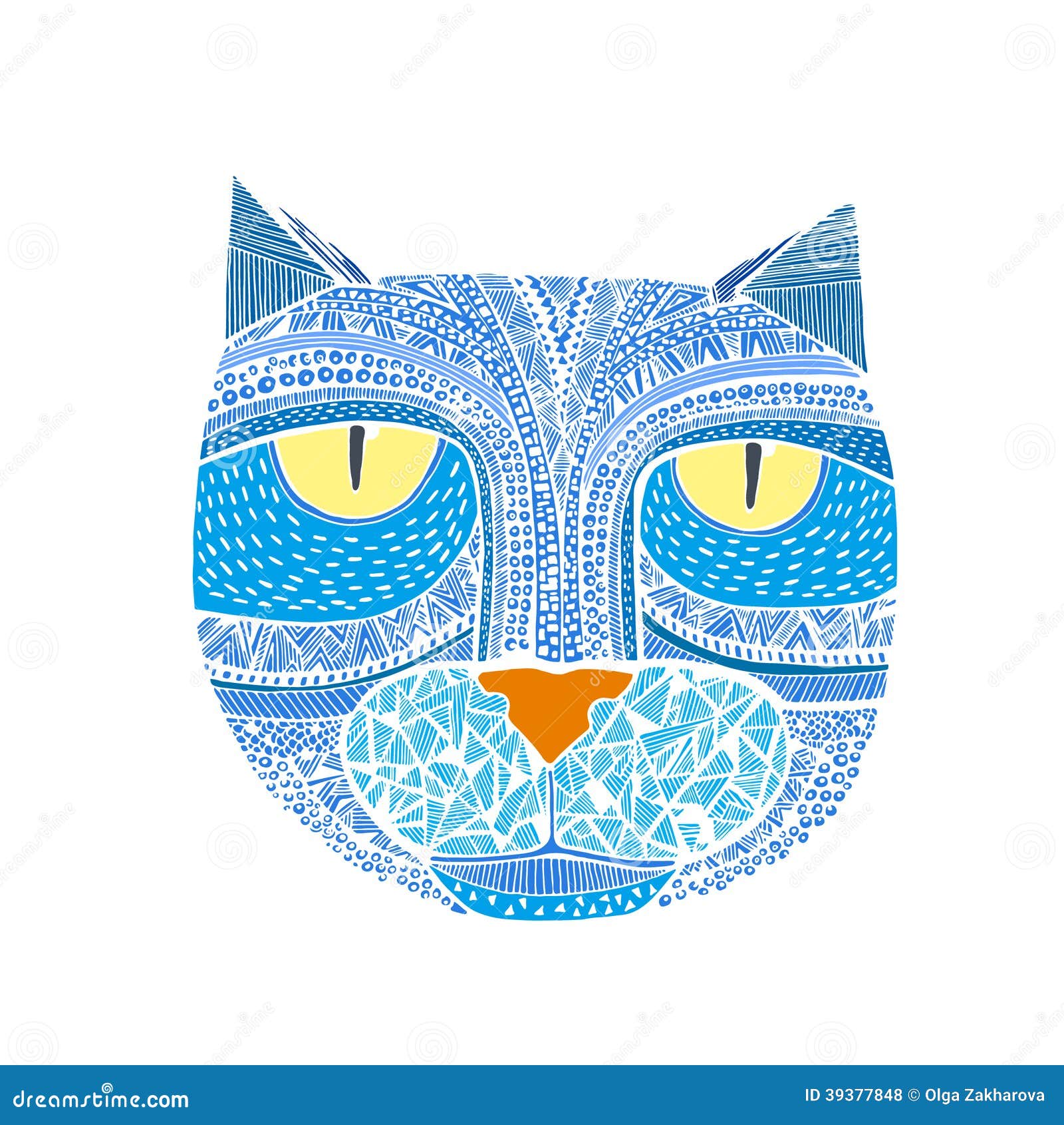 Hand Drawn Graphic Vector of a Cat. Unique Art Illustration for Stock ...