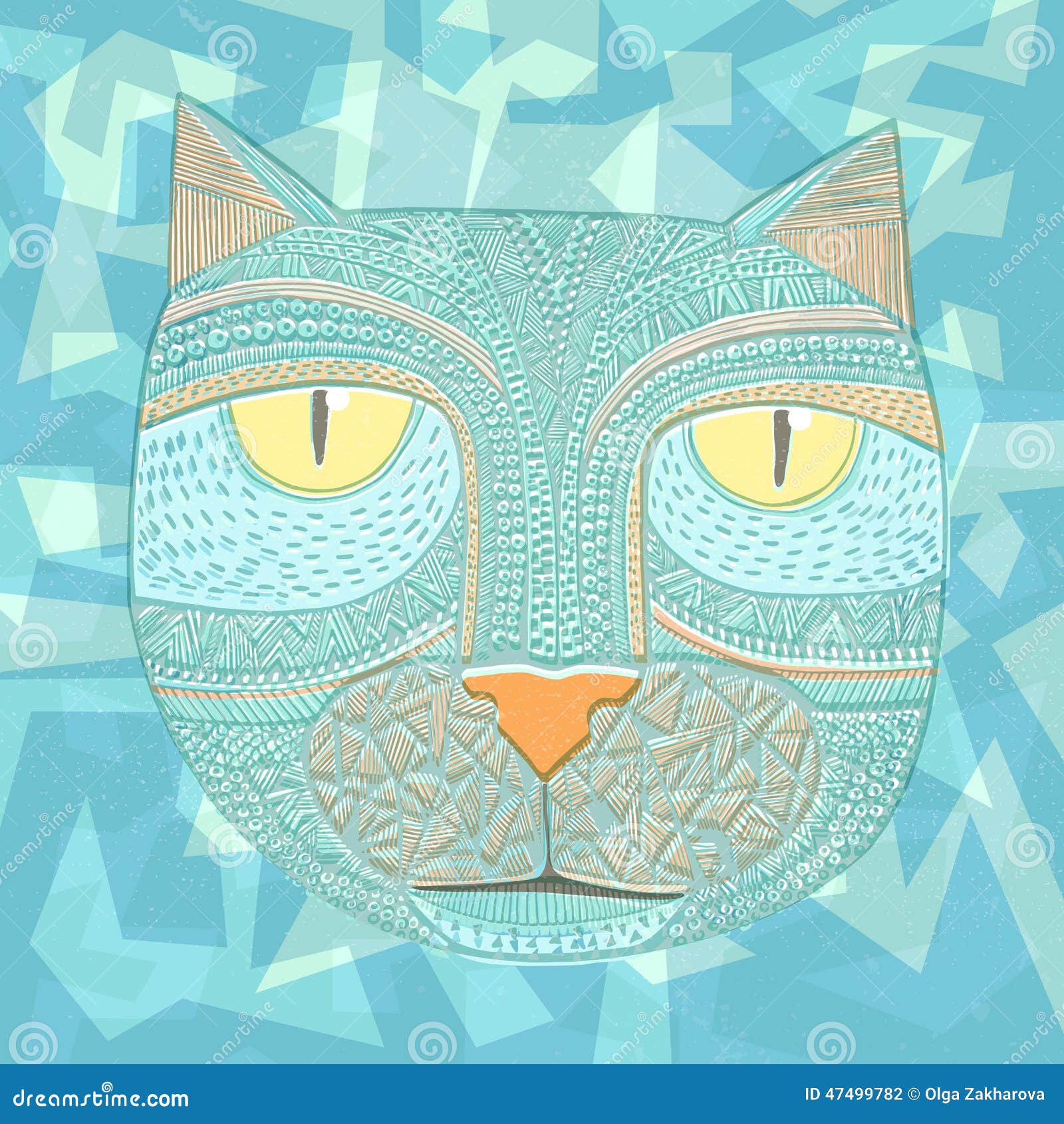 Hand Drawn Graphic Vector of a Cat. Unique Art Illustration for Stock ...
