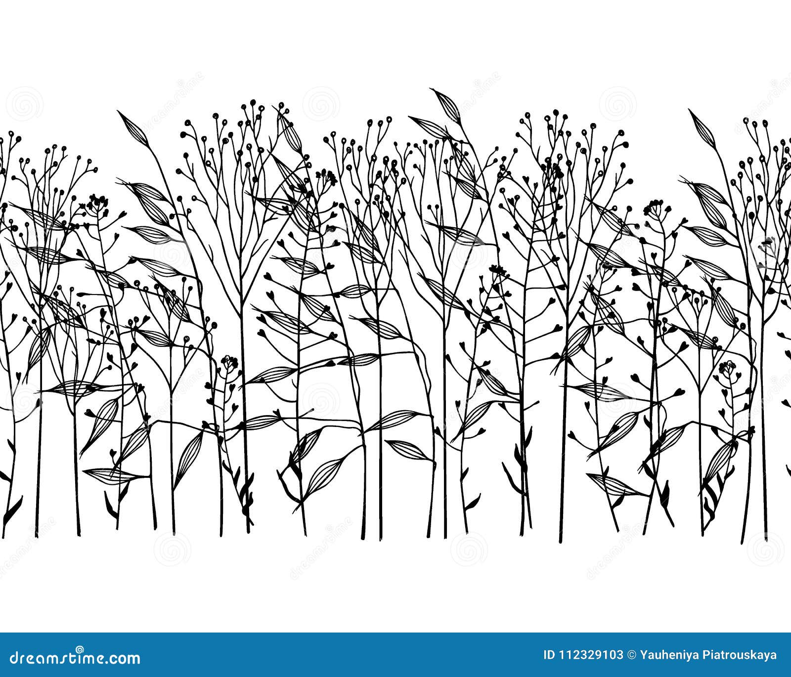 Hand drawn grass pattern stock vector. Illustration of pattern - 112329103