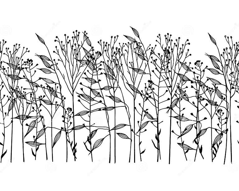 Hand drawn grass pattern stock vector. Illustration of pattern - 112329103