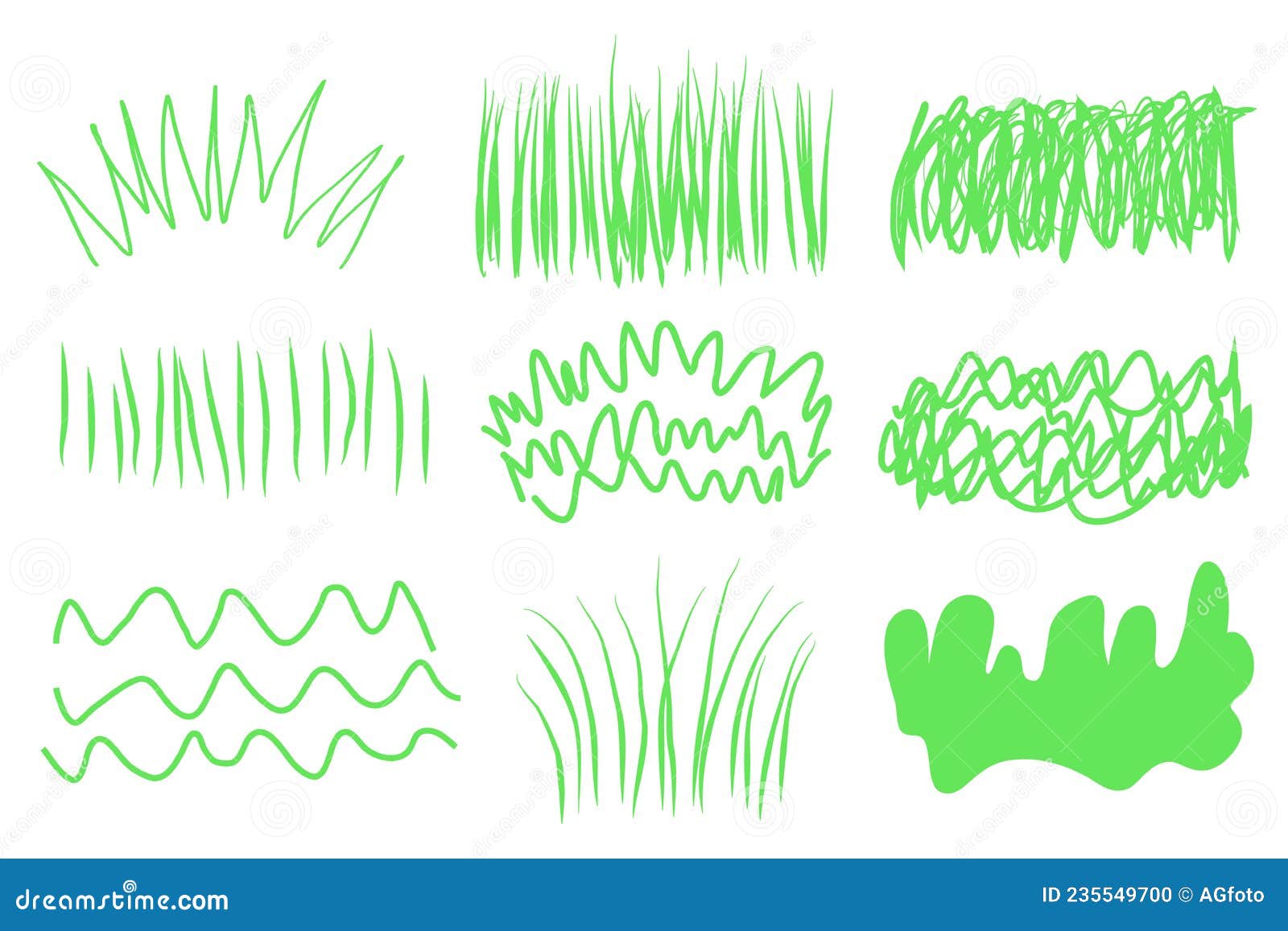 Hand drawn grass set stock vector. Illustration of frame - 235549700