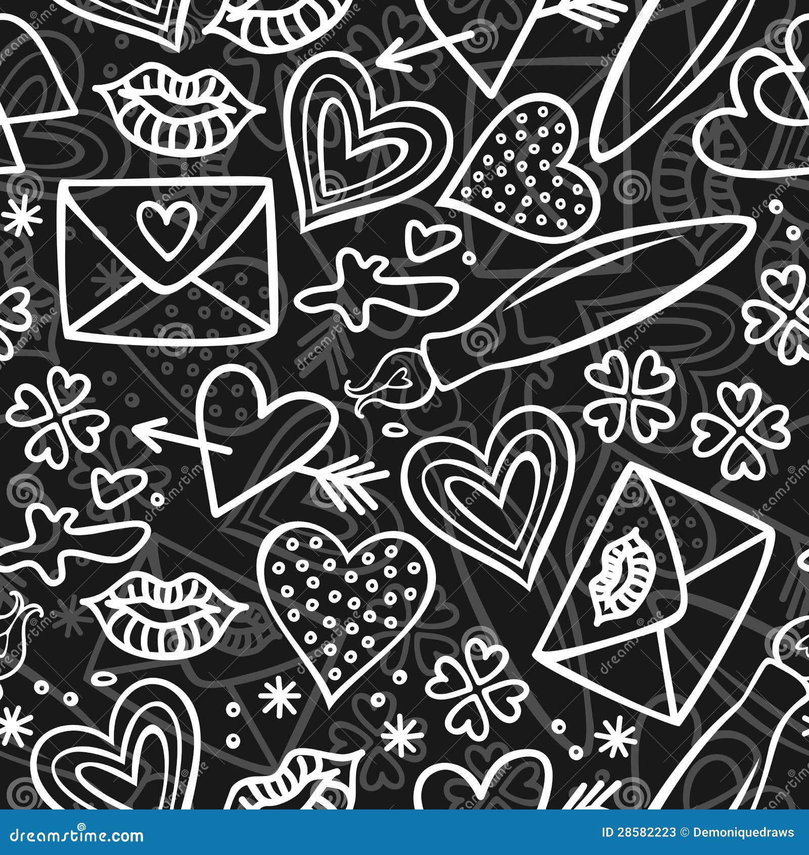 Love Doodles Set, Hand Drawn Love Symbols And Valentines Day Quotes ...