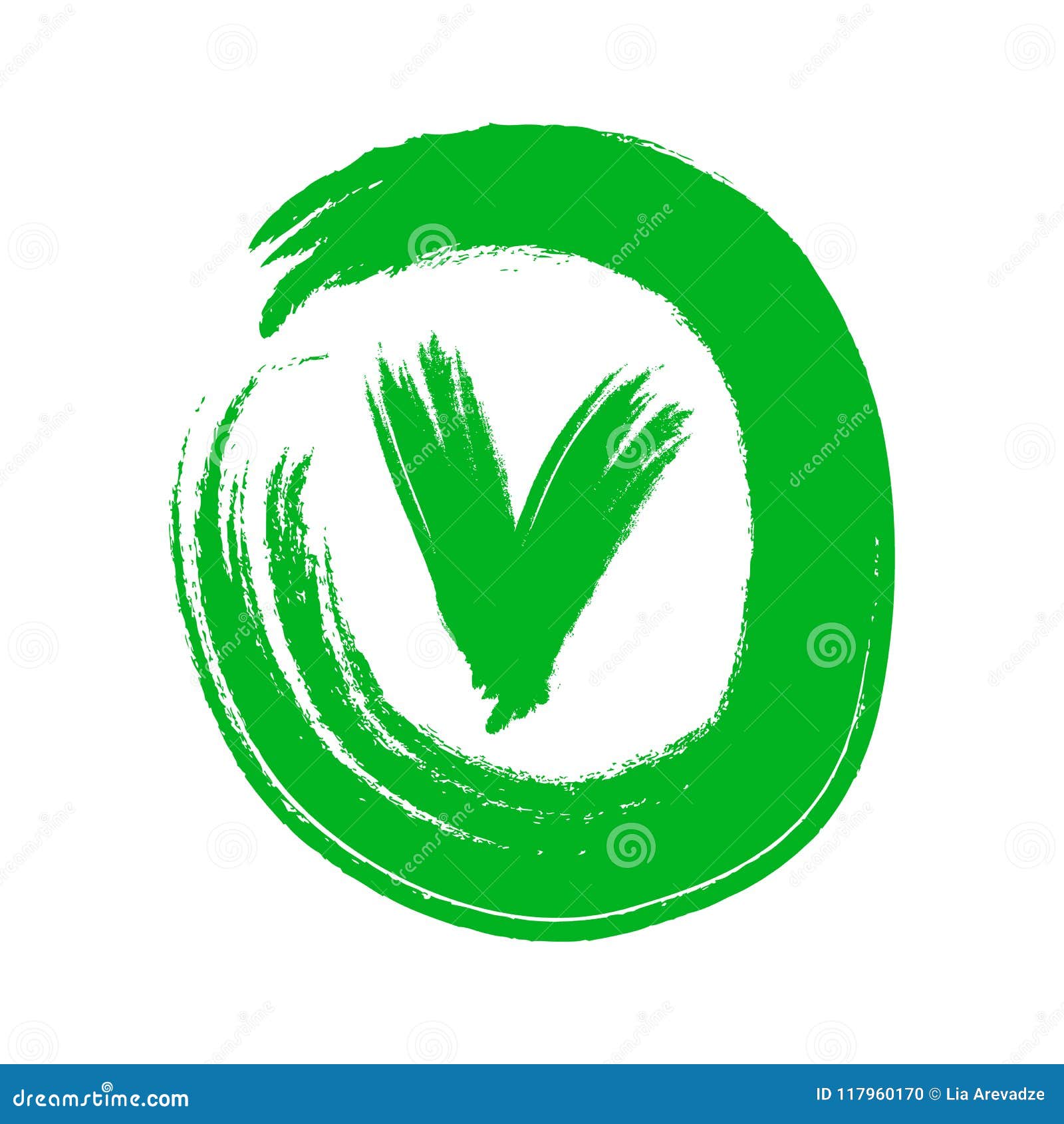 Hand Drawn Green Check Mark Icon in a Circle. Isolated Illustrat Stock ...