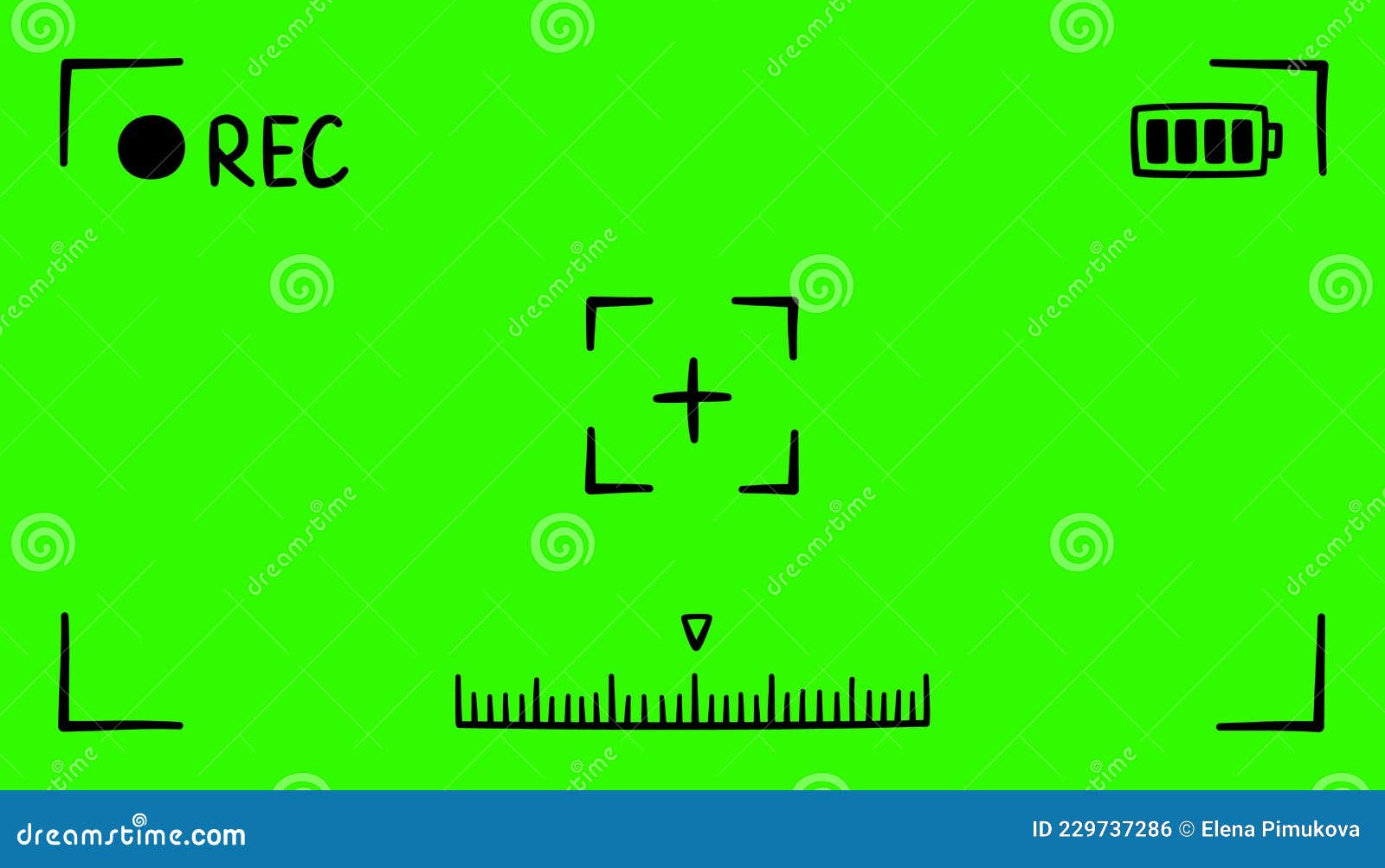 Hand Drawn Green Colored Viewfinder Frame of Camera. Screen of Video ...