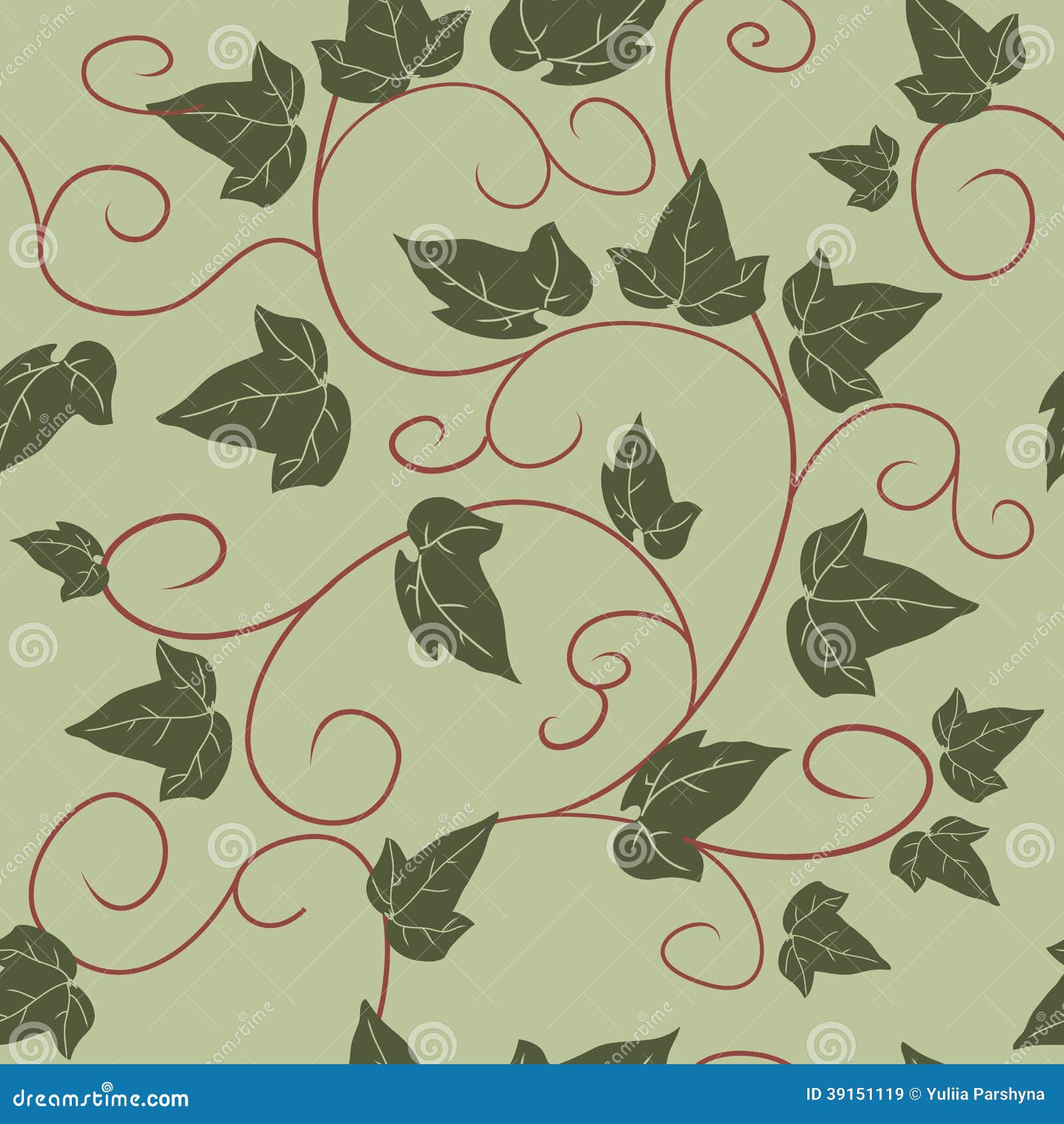 Hand Drawn Green Ivy Pattern Stock Illustration - Illustration of ...