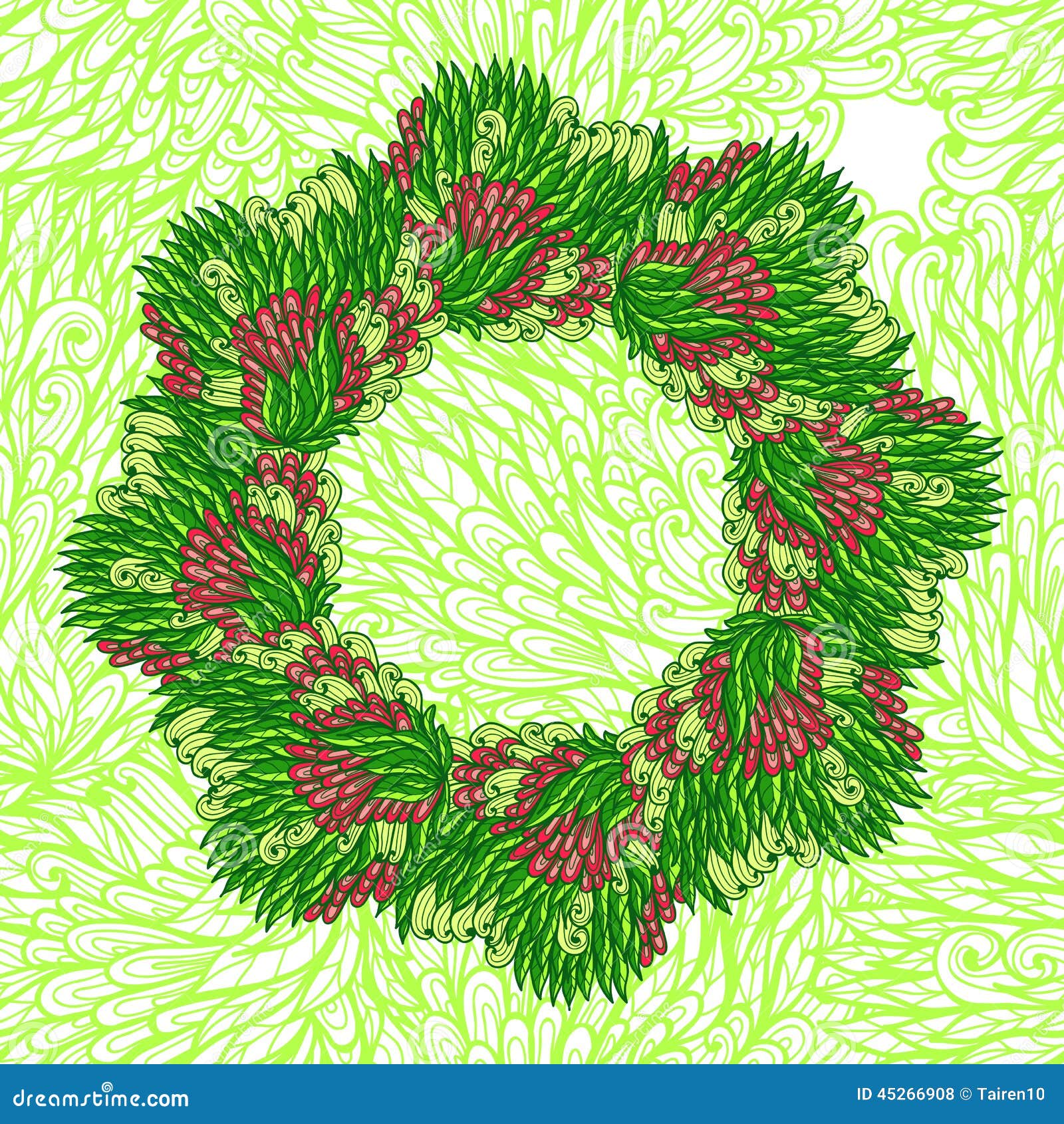 Hand Drawn Green and Red Garland Stock Vector - Illustration of doodle ...