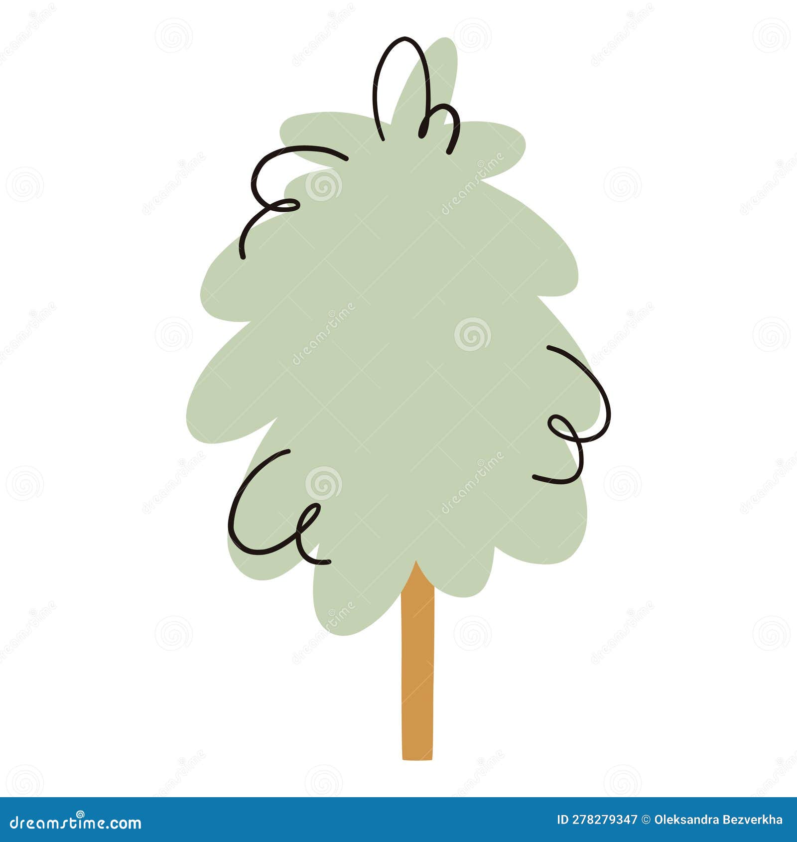 Hand Drawn Green Tree. Simple Vector Illustration. Stock Vector ...