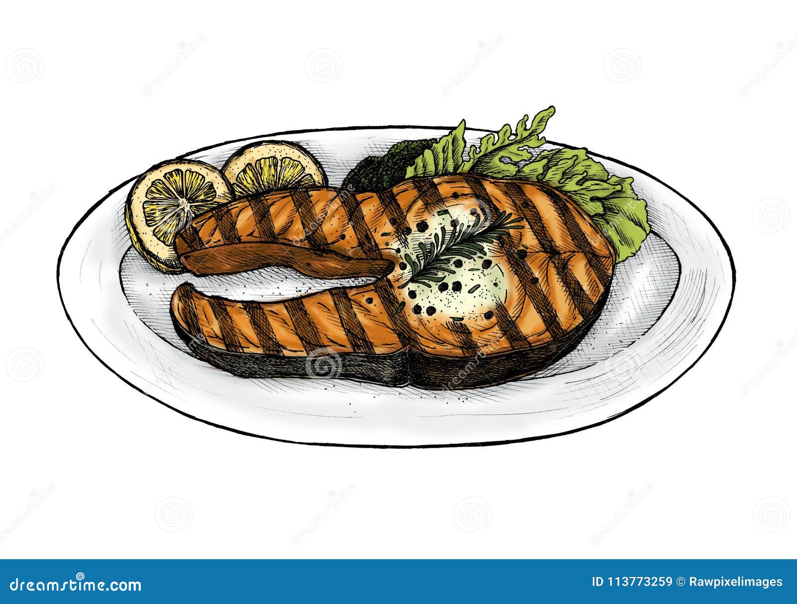 Fish Steak Retro Poster Vector Illustration | CartoonDealer.com #40174968