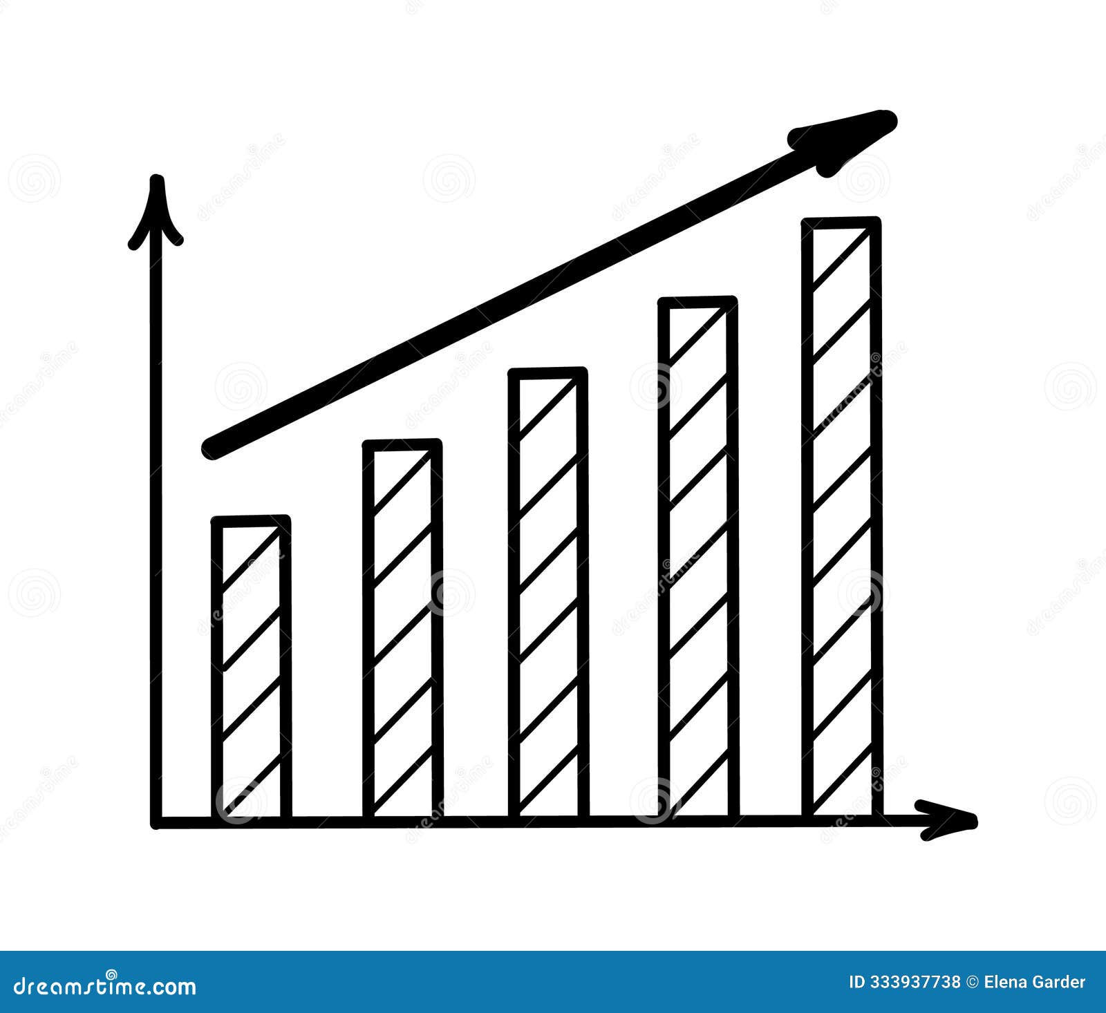 Hand Drawn Growing Bar Graph Illustration. Doodle Vector Illustration ...