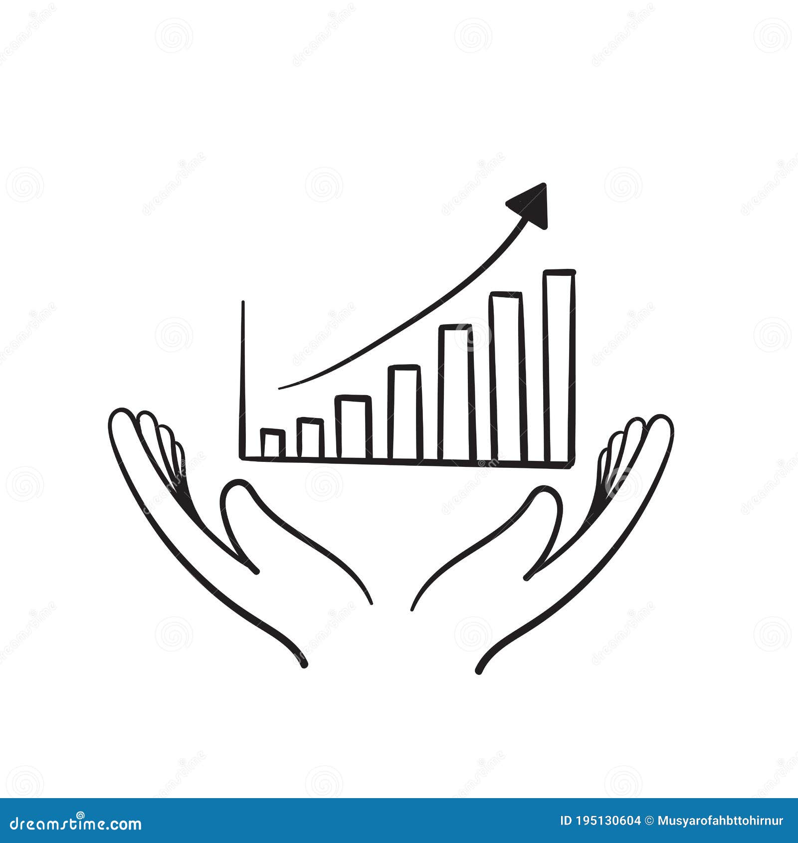 Hand Drawn Growing Graph Icon on the Hand Illustration Doodle Stock ...