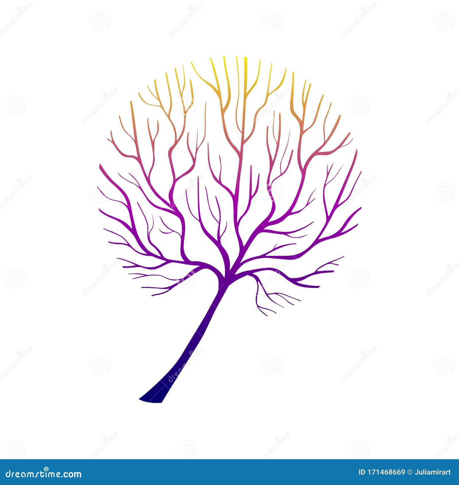 Hand Drawn Grown Tree Gradient-06 Stock Vector - Illustration of autumn ...