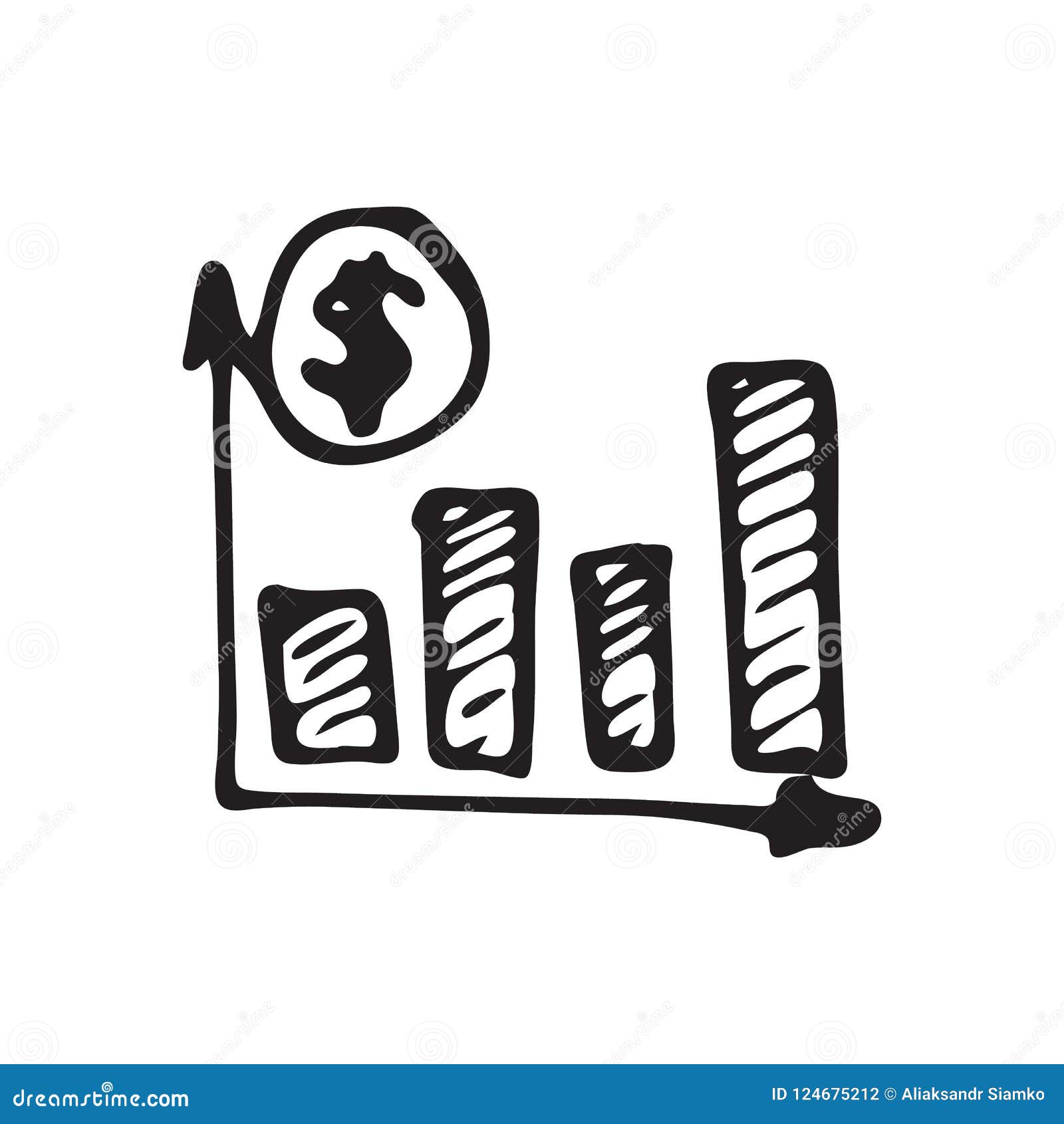 Hand Drawn Growth Chart Doodle. Sketch Dollar Icon Stock Vector ...
