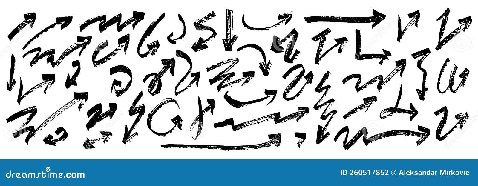 Hand Drawn Grunge Arrows Set Stock Vector - Illustration of isolated ...