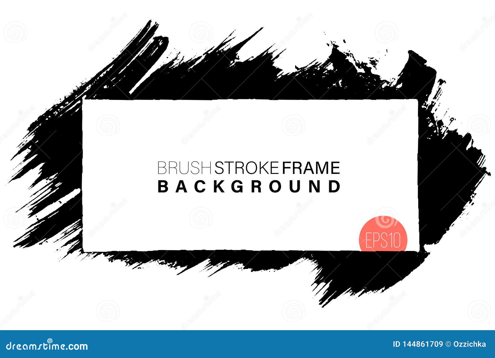 Hand Drawn Grunge Frame Rectangular Shape. Black Paint Strokes As ...