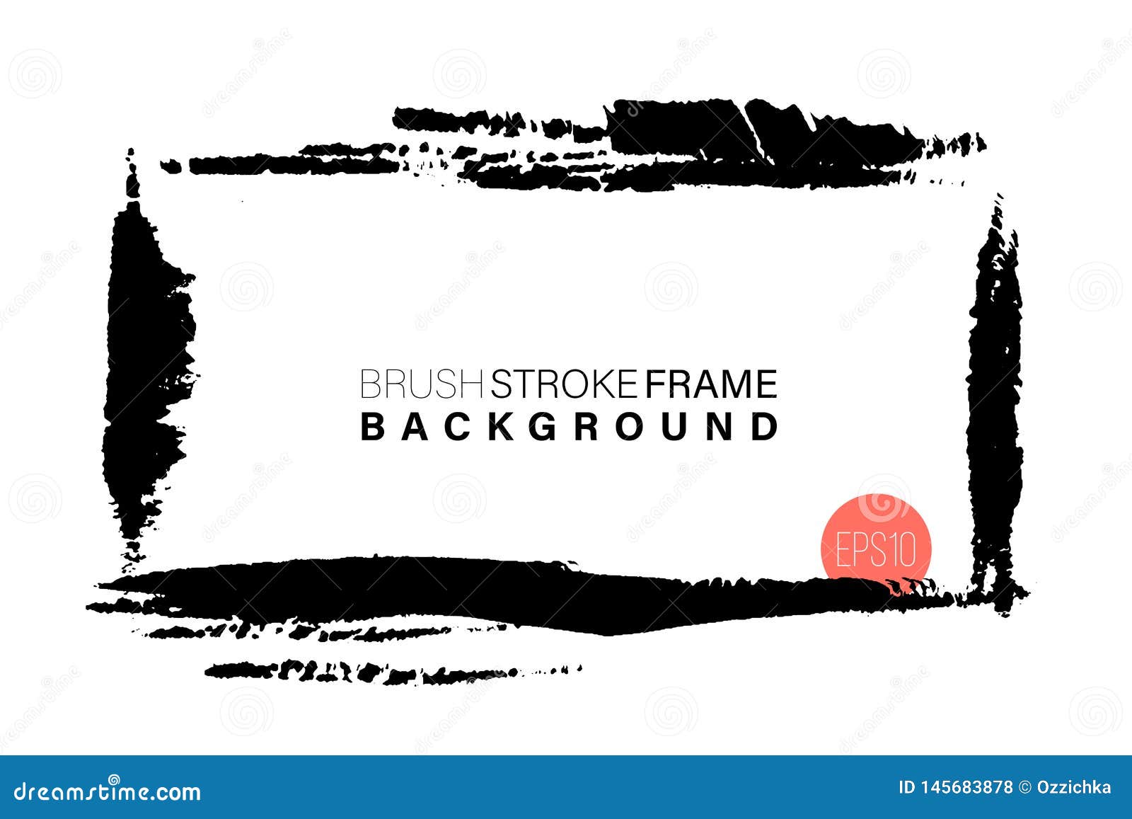 Hand Drawn Grunge Frame Rectangular Shape. Black Paint Strokes As ...