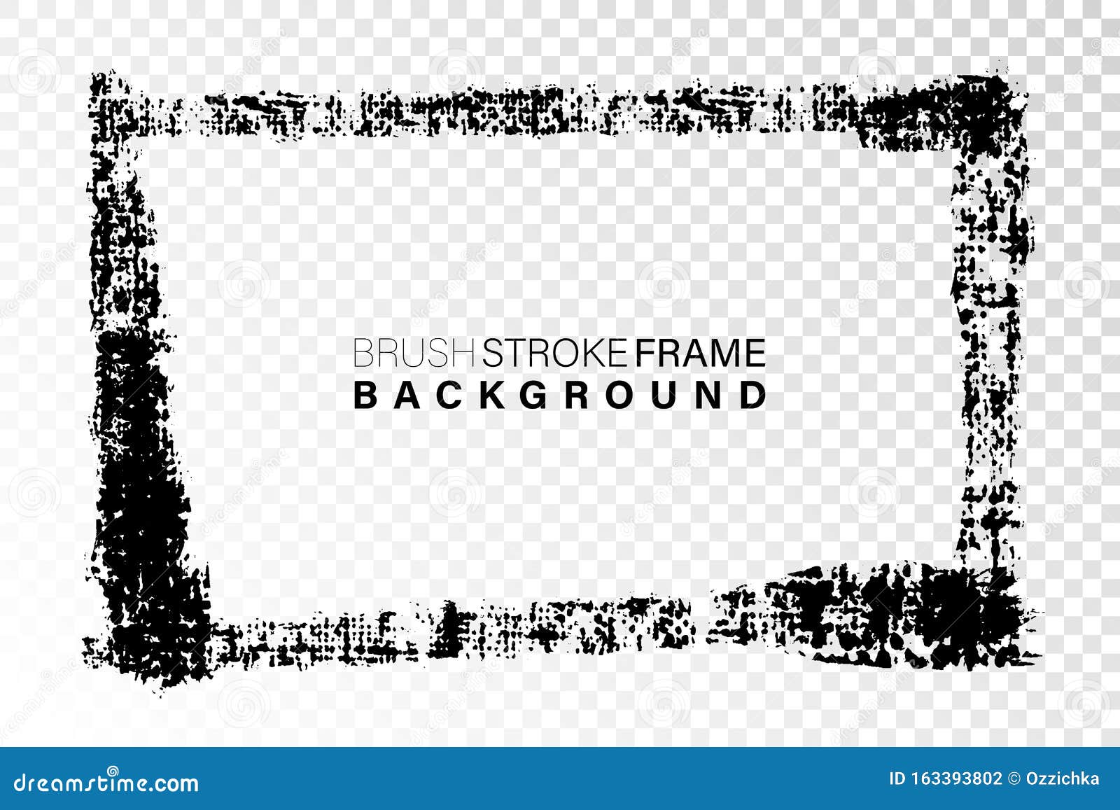 Hand Drawn Grunge Frame Rectangular Shape. Black Textured Paint As ...