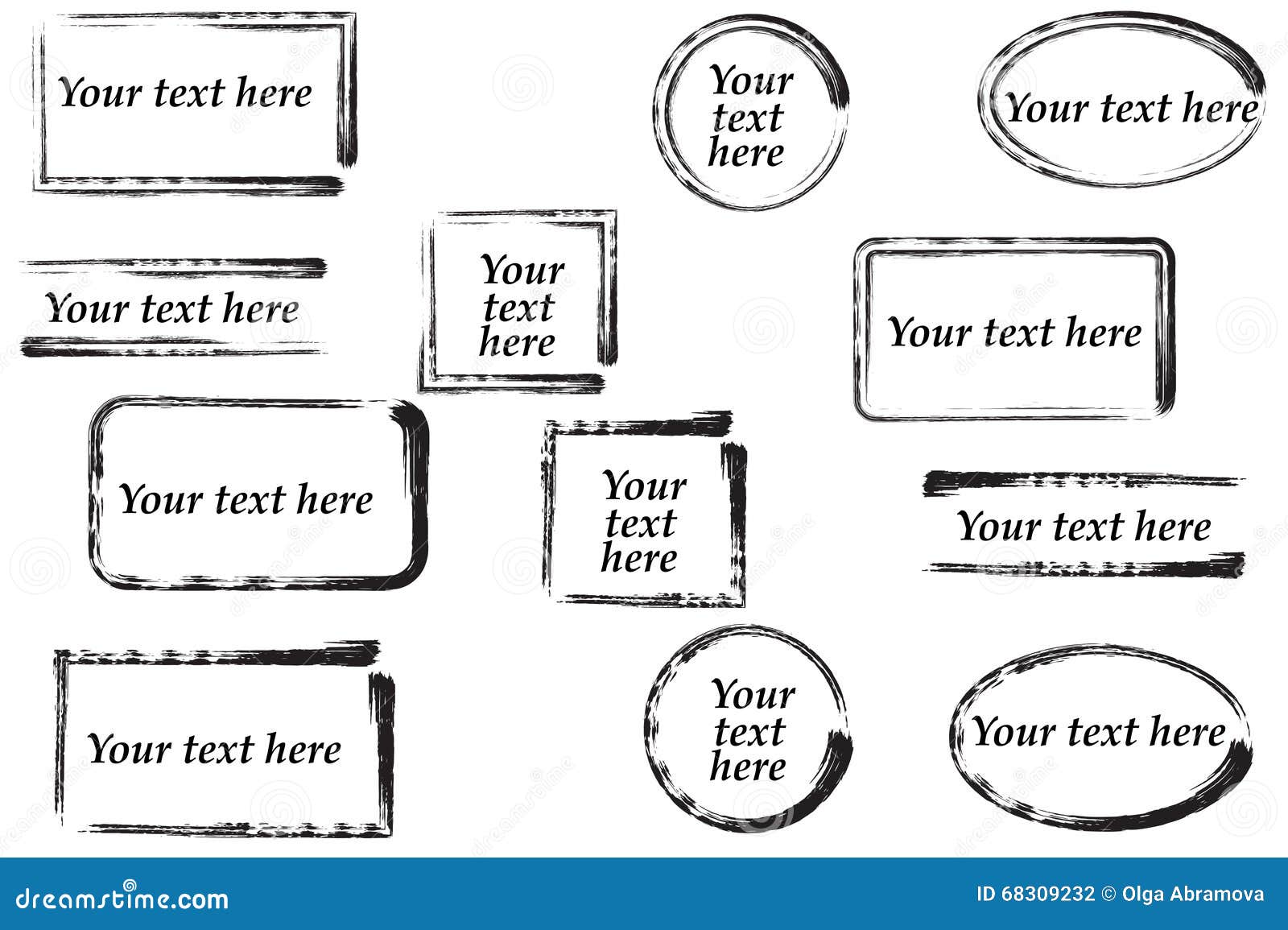 Hand Drawn Grunge Frame with Space for Text. Ink Smears Stock Vector ...