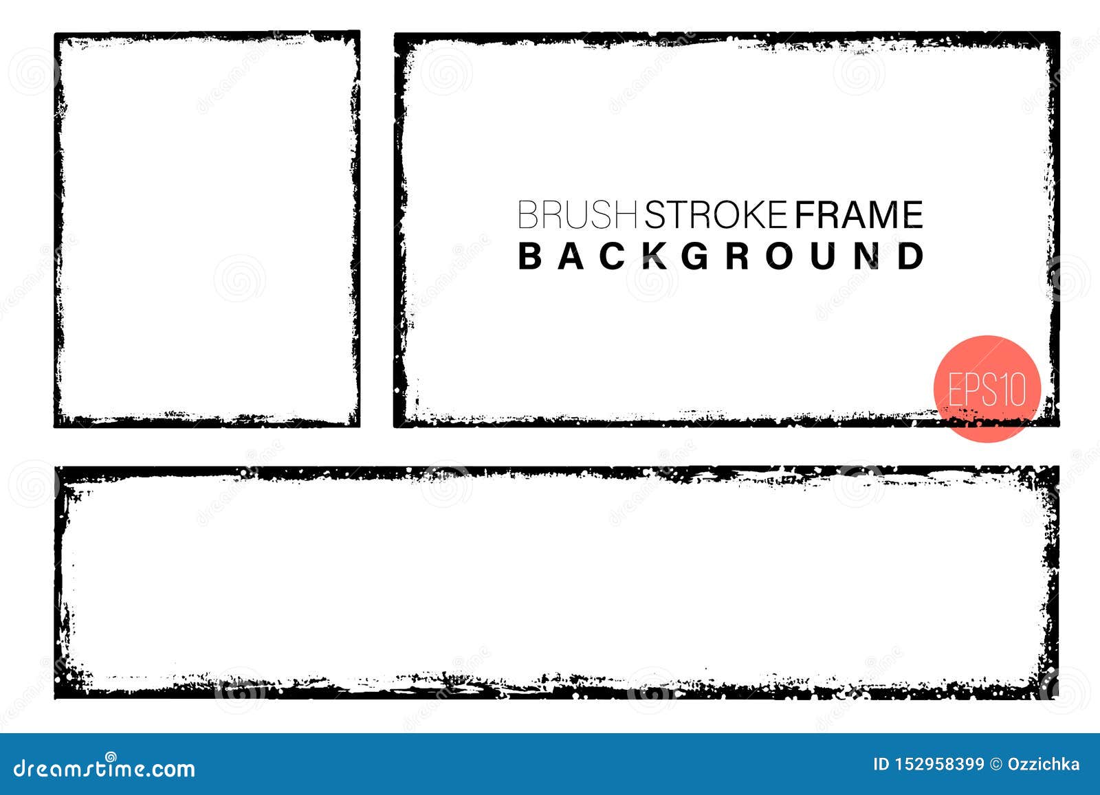 Hand Drawn Grunge Frames Rectangular Shape. Black Paint Strokes As ...