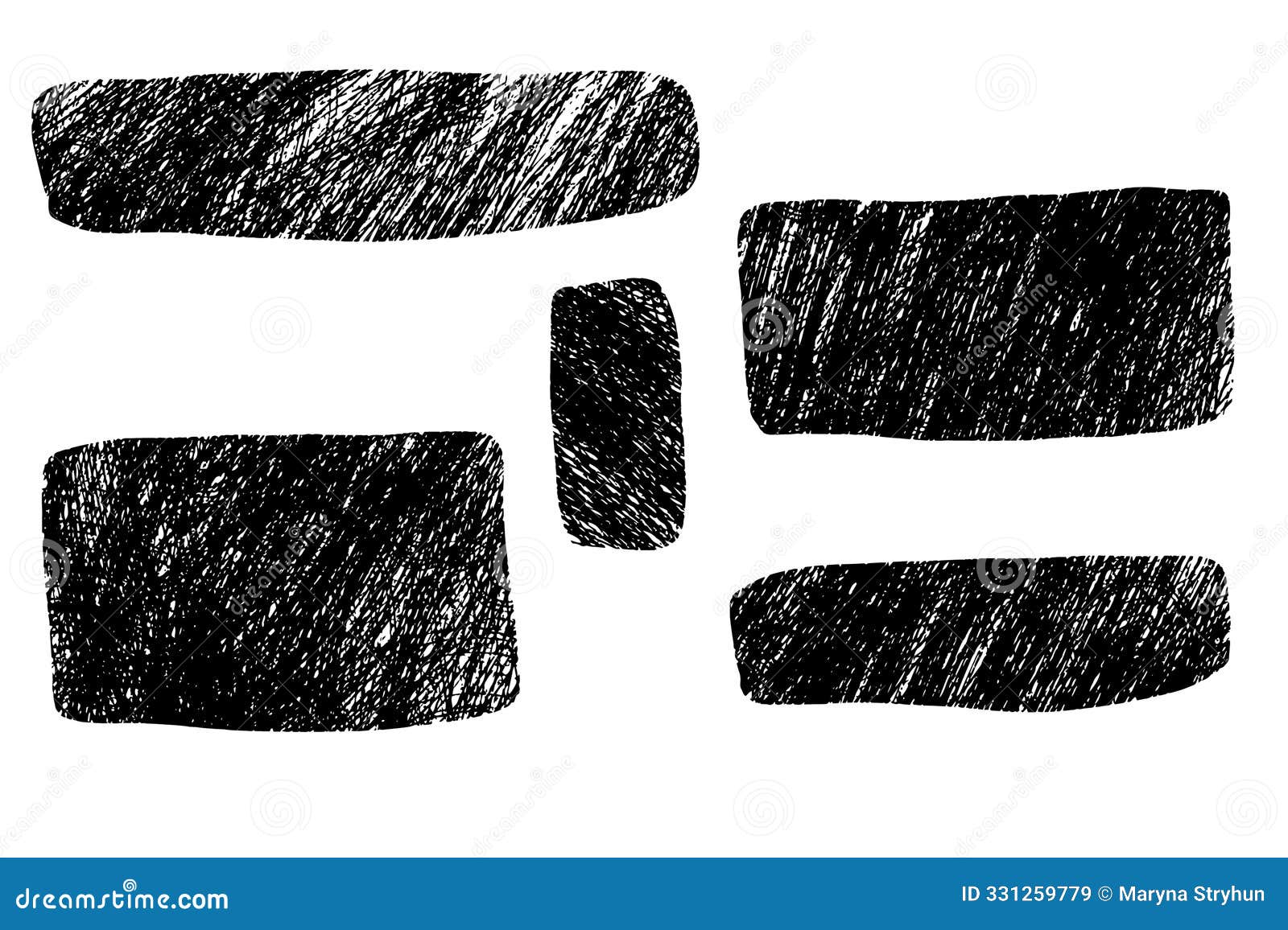 Hand Drawn Grunge Ink Black Strokes in Rectangle Shape, Creative Brush ...