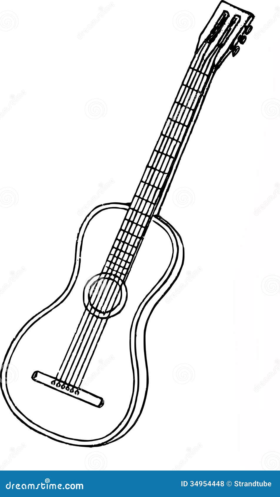 Hand Drawn Guitar stock illustration. Illustration of instrument - 34954448