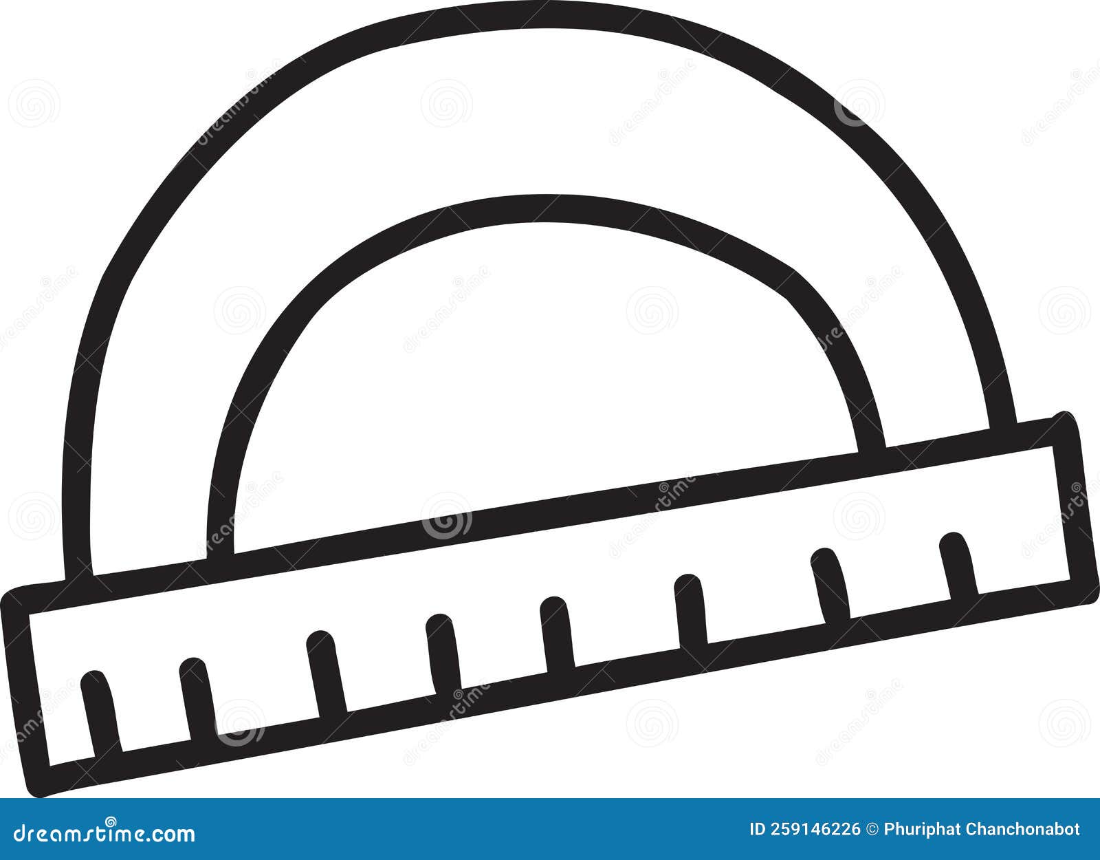 Hand Drawn Half Circle Ruler Illustration Stock Vector - Illustration ...
