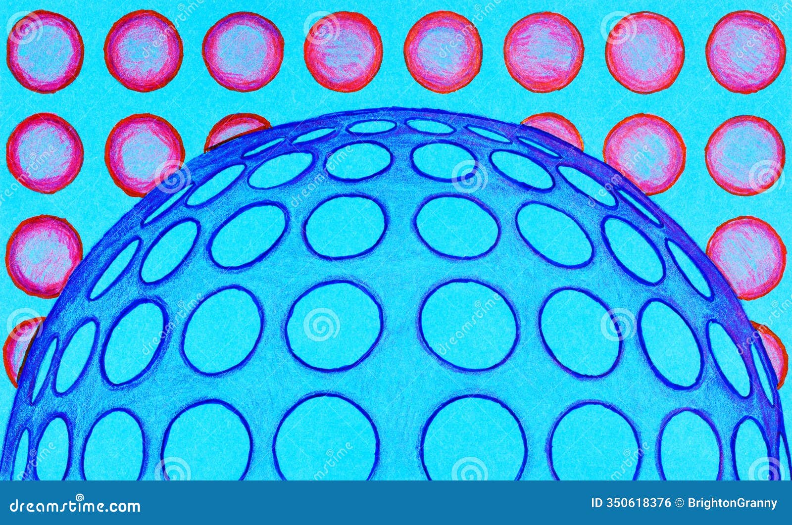 A Hand Drawn Half Sphere with Circles. Stock Illustration ...