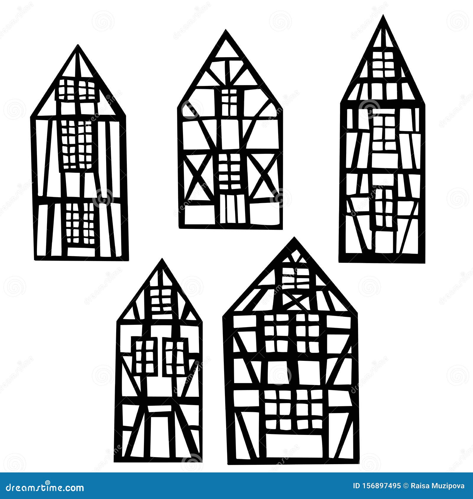 Hand Drawn Half-timbered Houses. Vector Sketch Illustration Stock ...