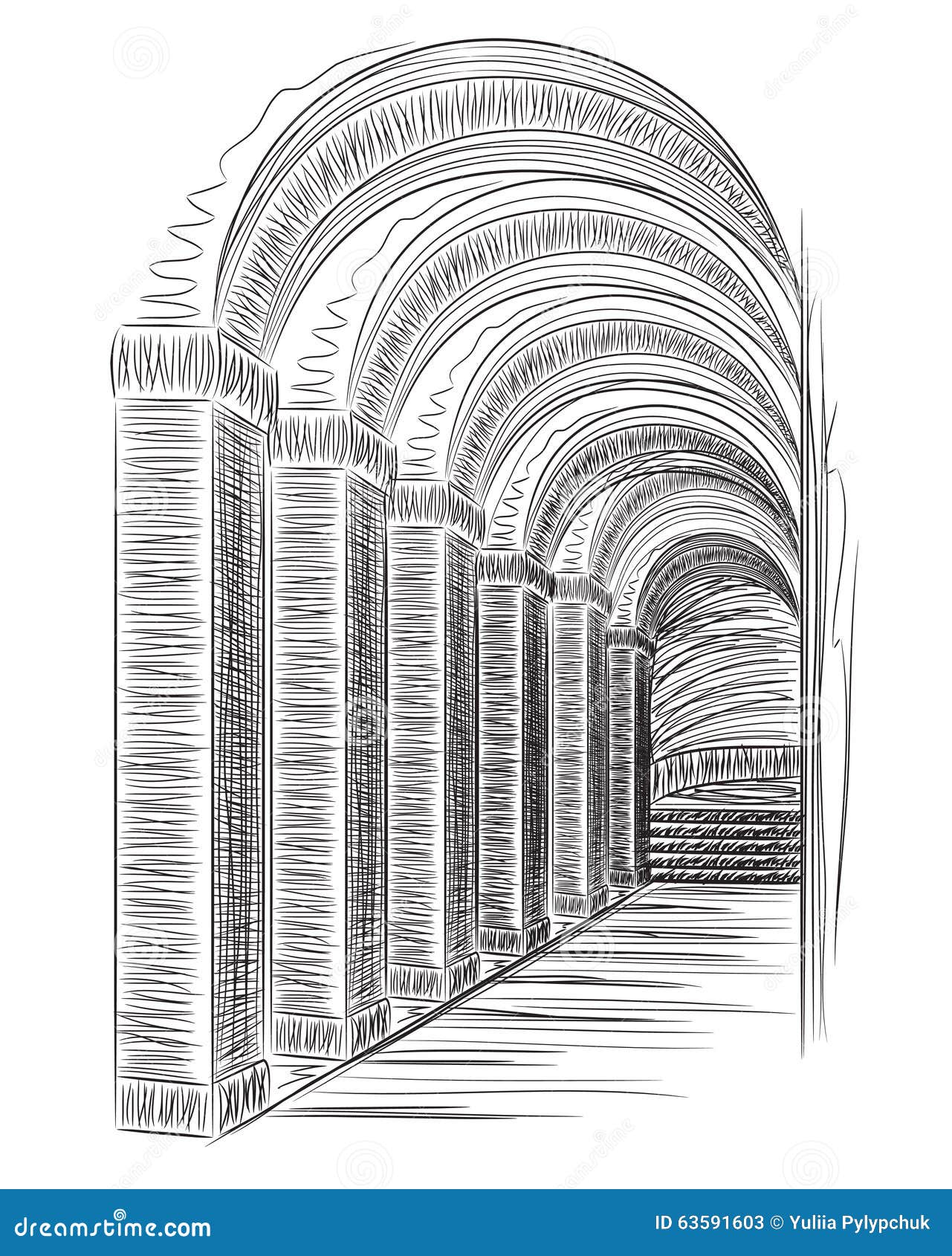 Hand drawn hall sketch stock vector. Illustration of drawing - 63591603