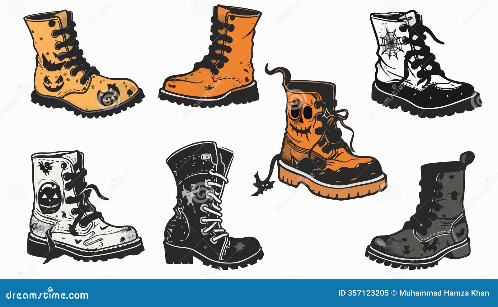 Hand-Drawn Halloween Boot Elements Collection for Spooky Designs Stock ...