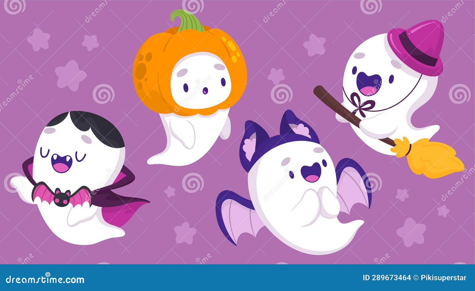 Hand Drawn Halloween Ghost Collection Vector Illustration Stock Vector ...