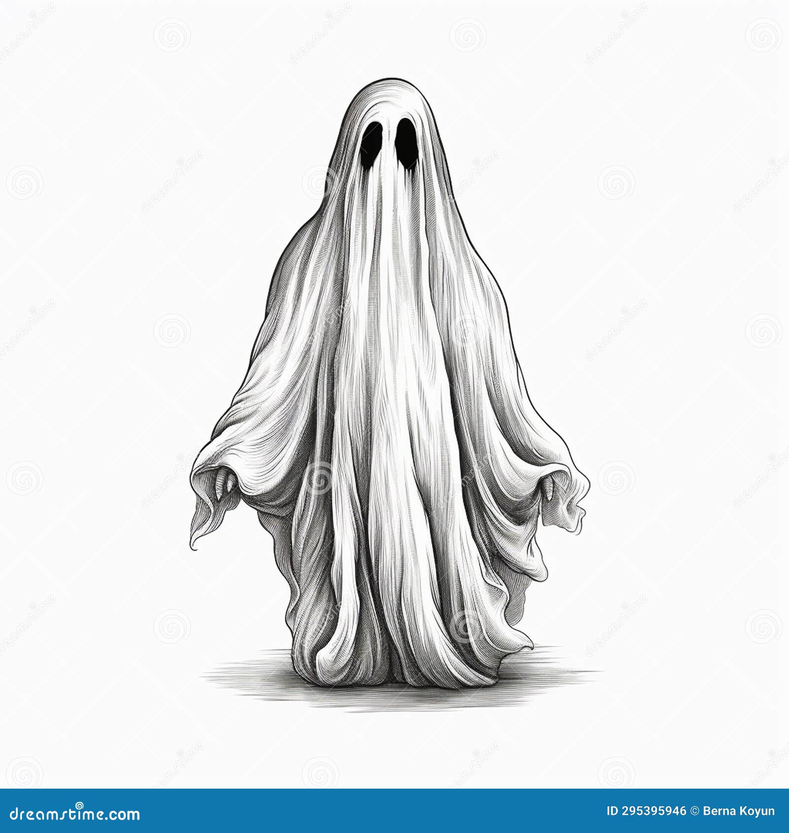 Hand-Drawn Halloween Ghost Crafted Specter Stock Illustration ...
