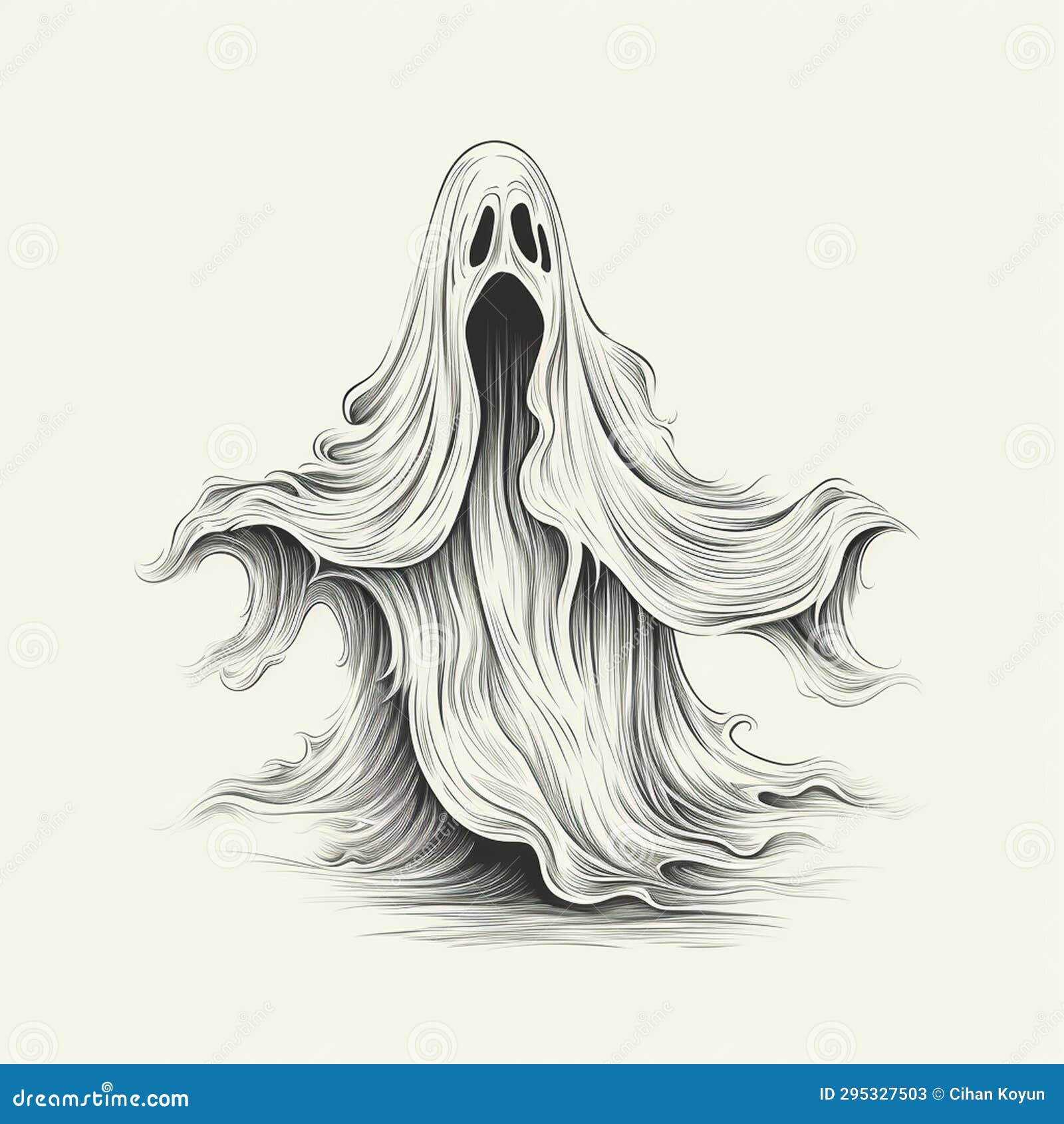Hand-Drawn Halloween Ghost Ghostly Craftsmanship Stock Illustration ...