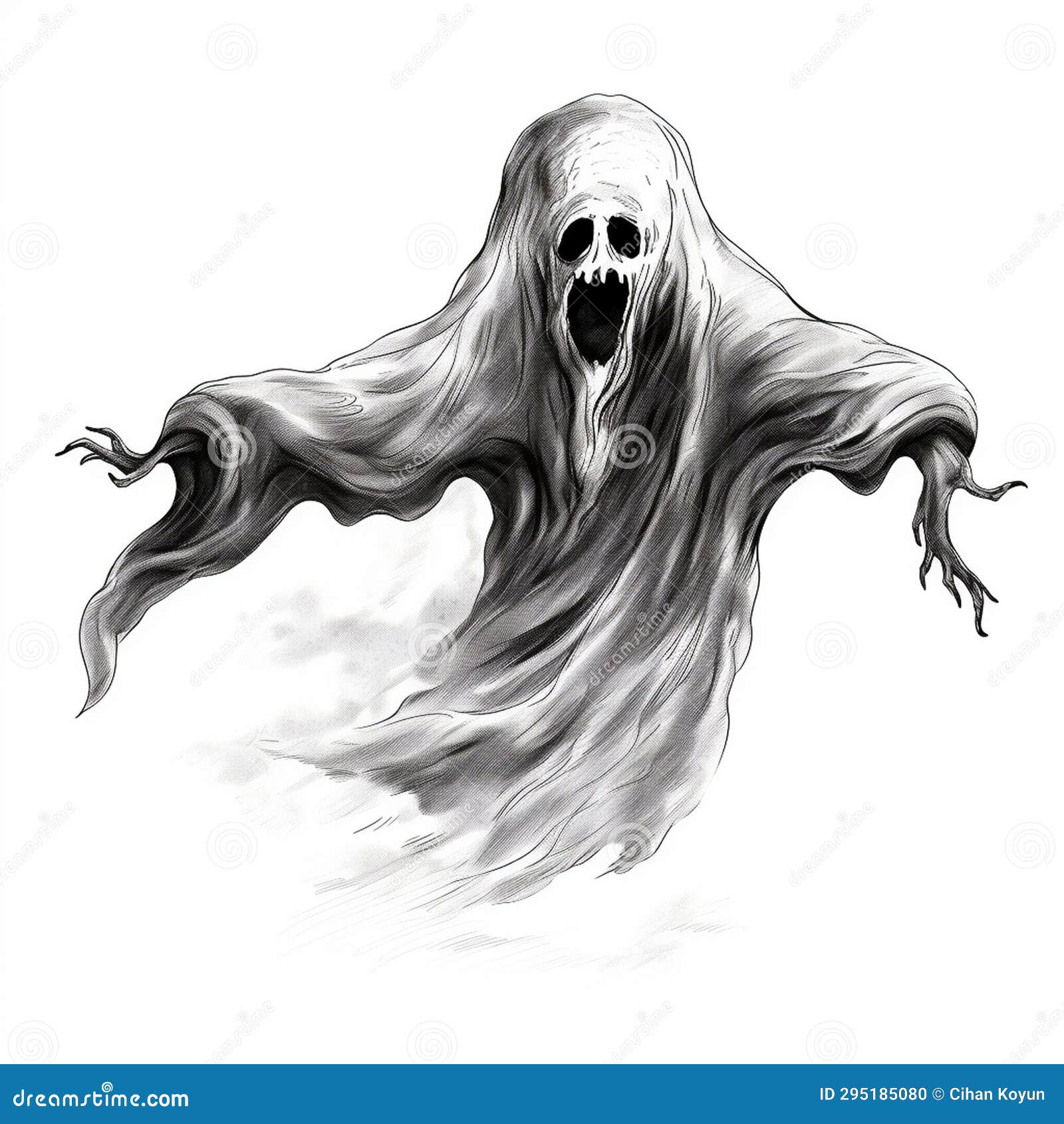 Hand-Drawn Halloween Ghost Illustration Collection Stock Illustration ...