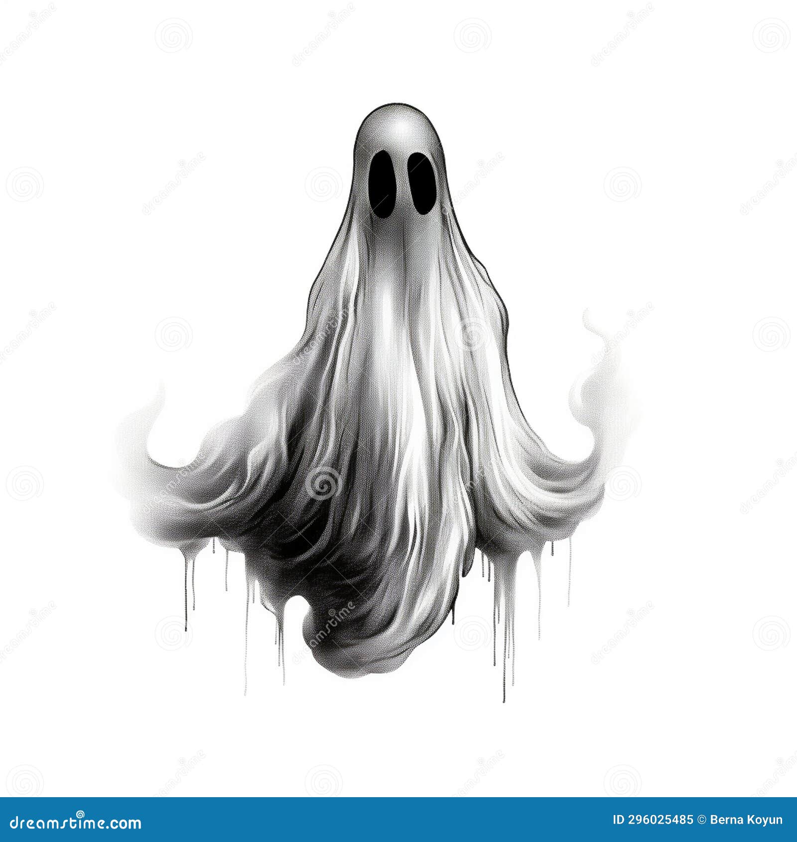 Hand-Drawn Halloween Ghost Minimalist Stock Illustration - Illustration ...