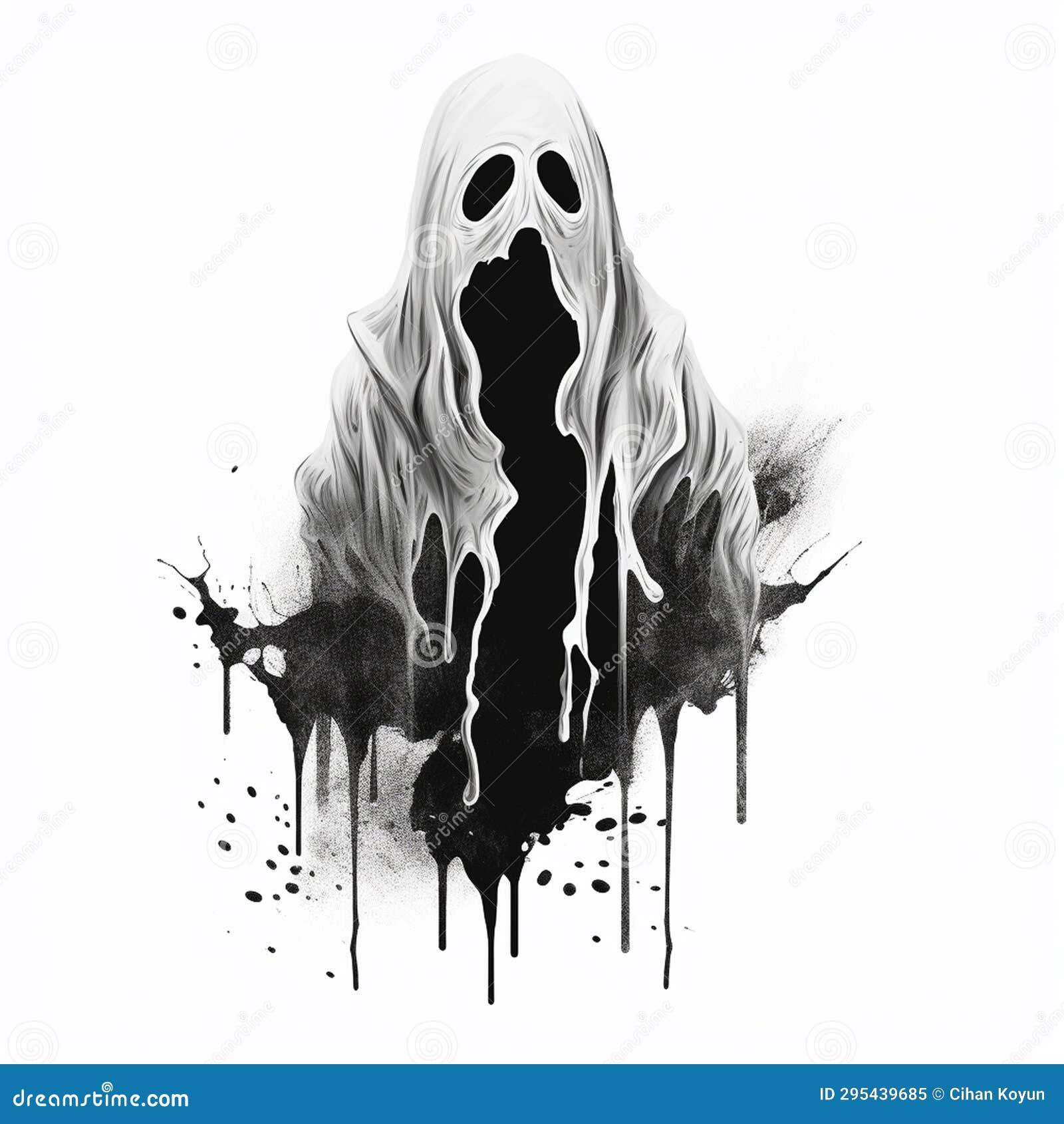 Hand-Drawn Halloween Ghost for Personal Use Stock Illustration ...