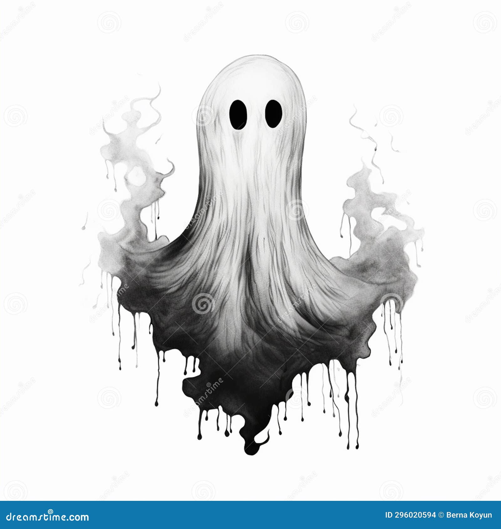 Hand-Drawn Halloween Ghost for Personal Use Stock Illustration ...