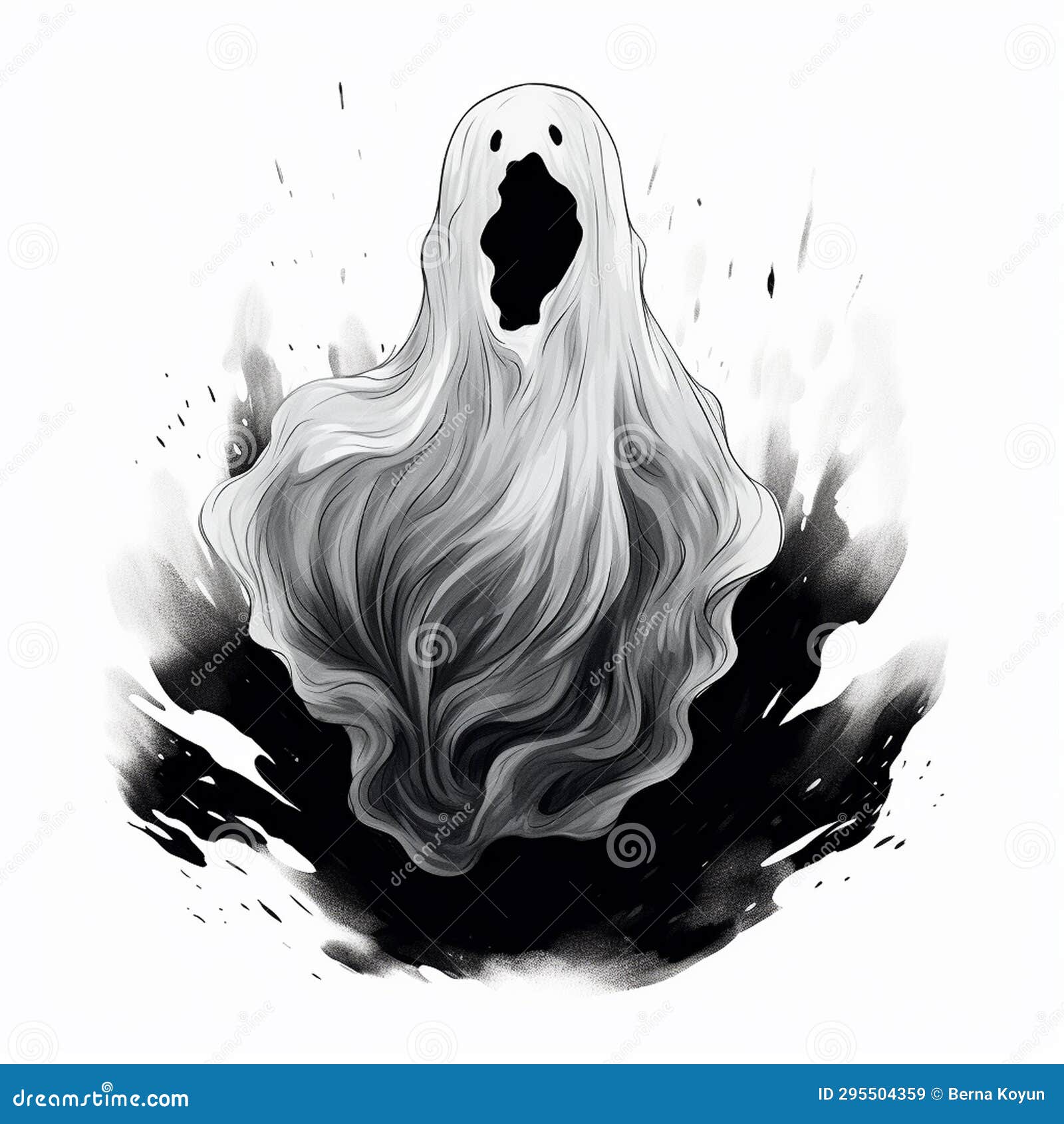 Hand-Drawn Halloween Ghost Simple Stock Illustration - Illustration of ...