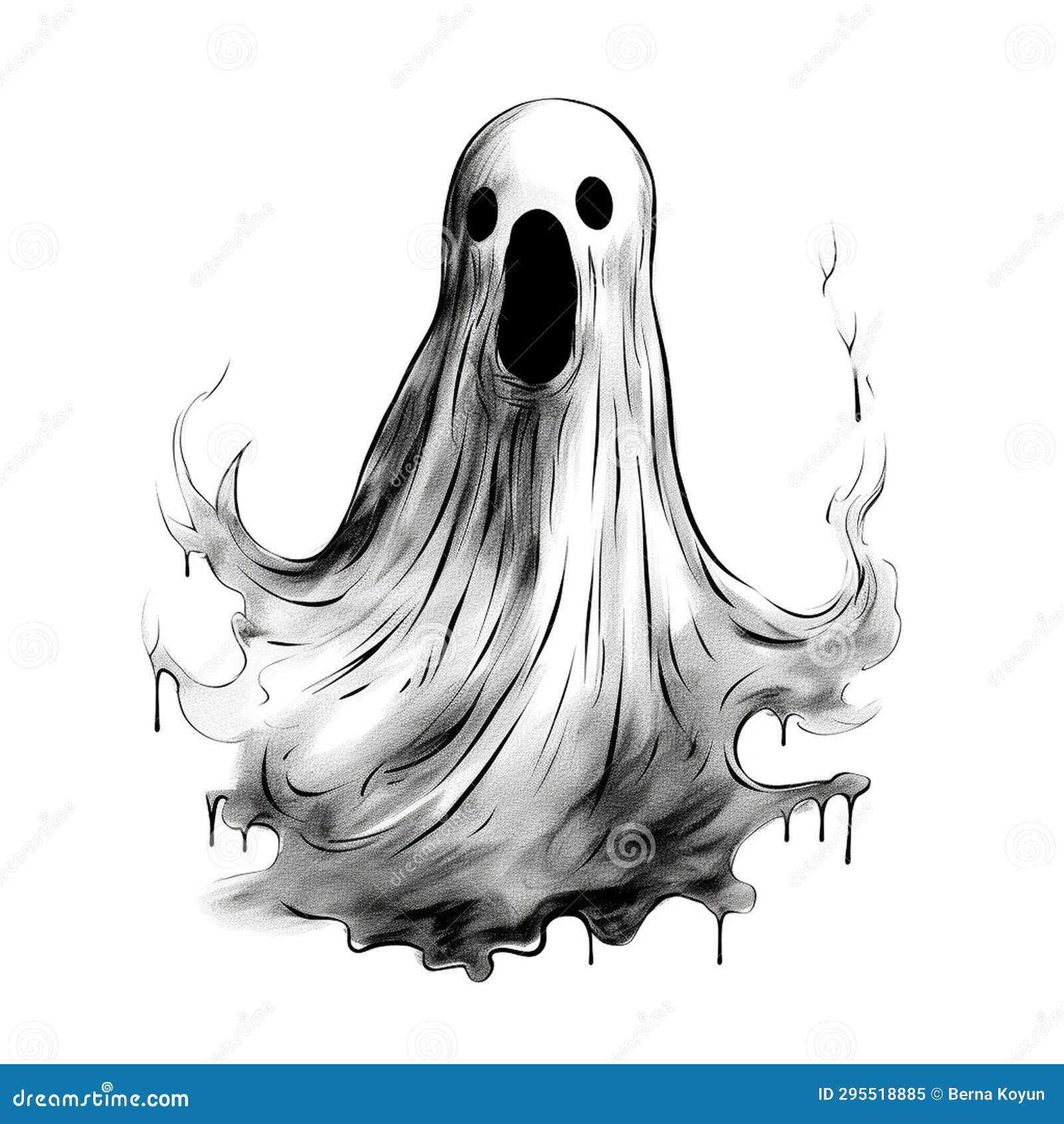 Hand-Drawn Halloween Ghost Simple Stock Illustration - Illustration of ...