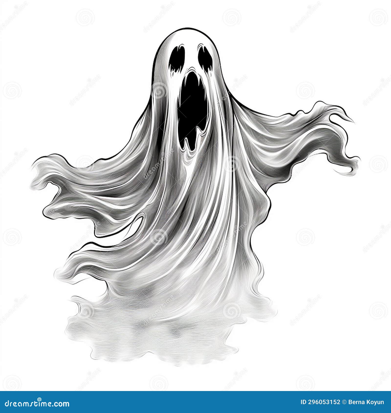 Hand-Drawn Halloween Ghost Simple Illustration Stock Illustration ...