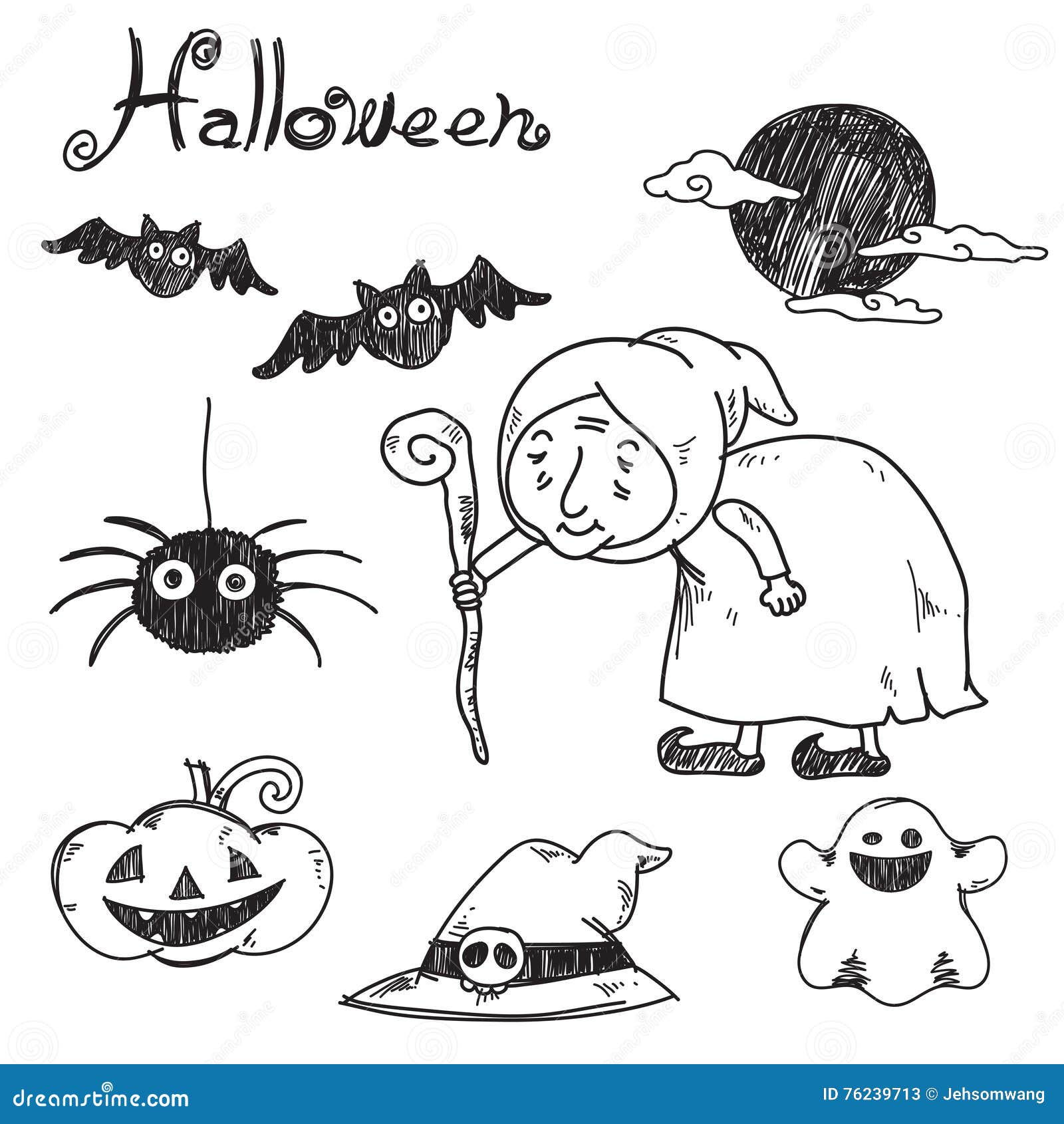 Hand-drawn Halloween.vector Stock Vector - Illustration of ghost ...