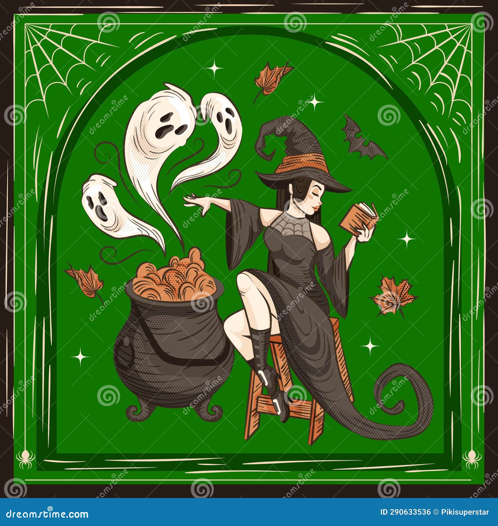 Hand Drawn Halloween Vintage Vector Design Illustration Stock Vector ...