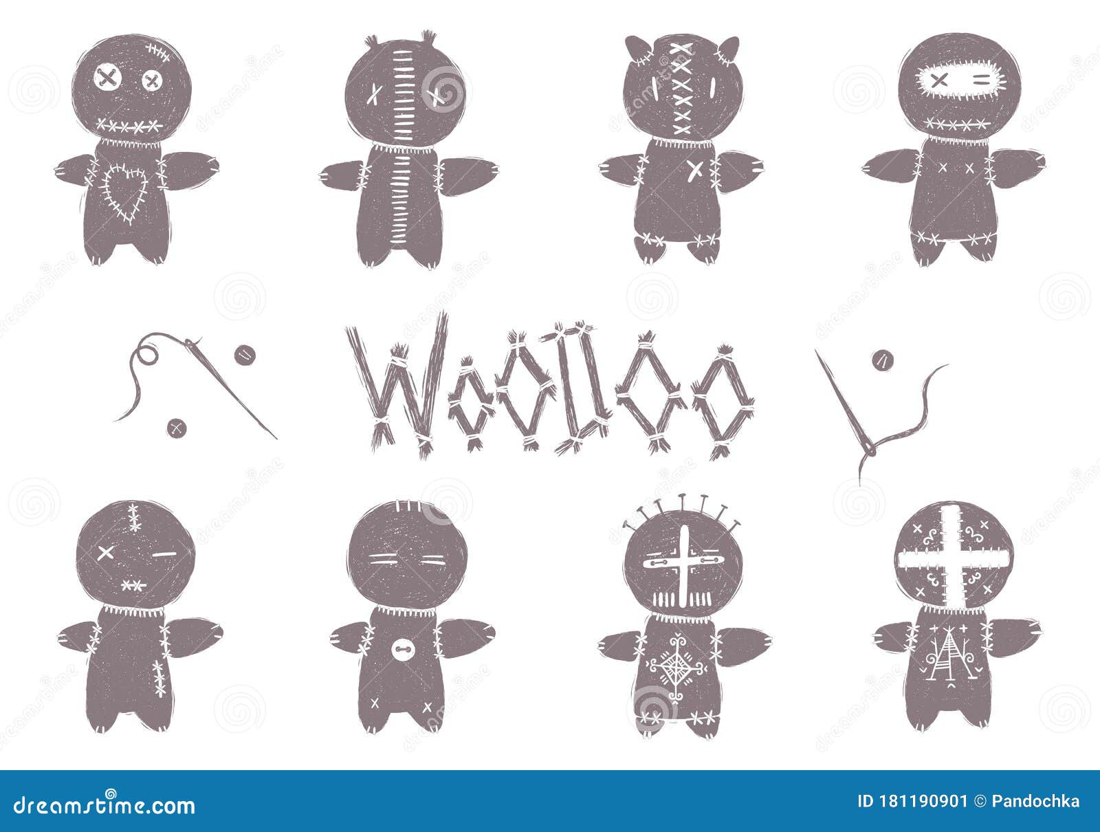 Hand Drawn Halloween Voodoo Doll, Vector Illustration Stock Vector ...
