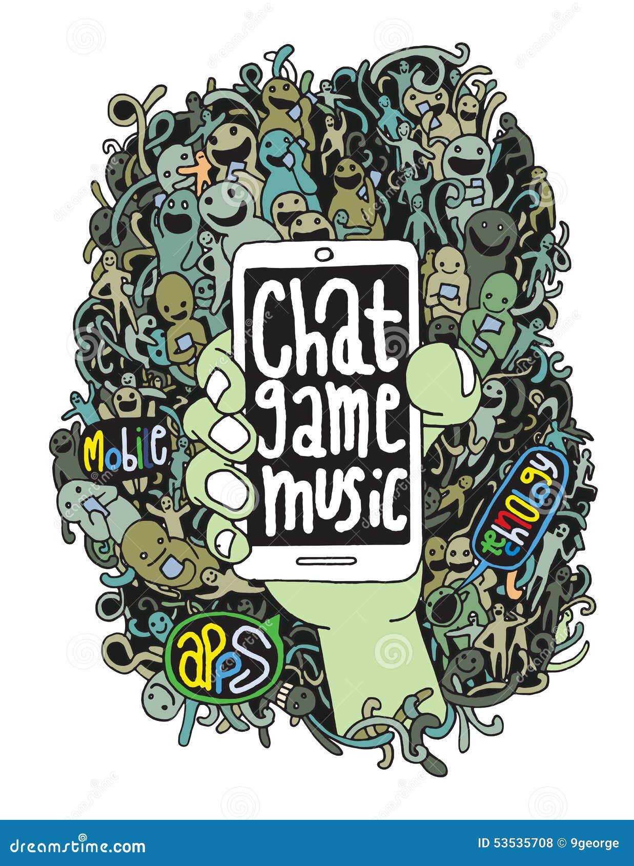 Hand Drawn Hand Holding Smartphone,Doodle Style Stock Vector ...