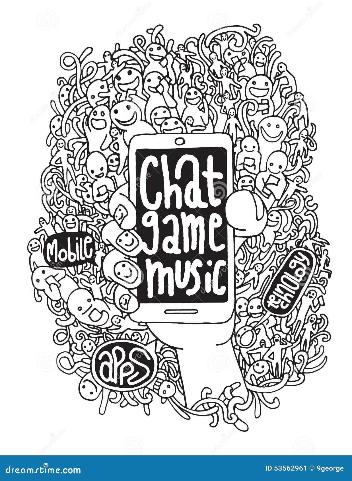 Hand Drawn Hand Holding Smartphone,Doodle Style Stock Vector ...