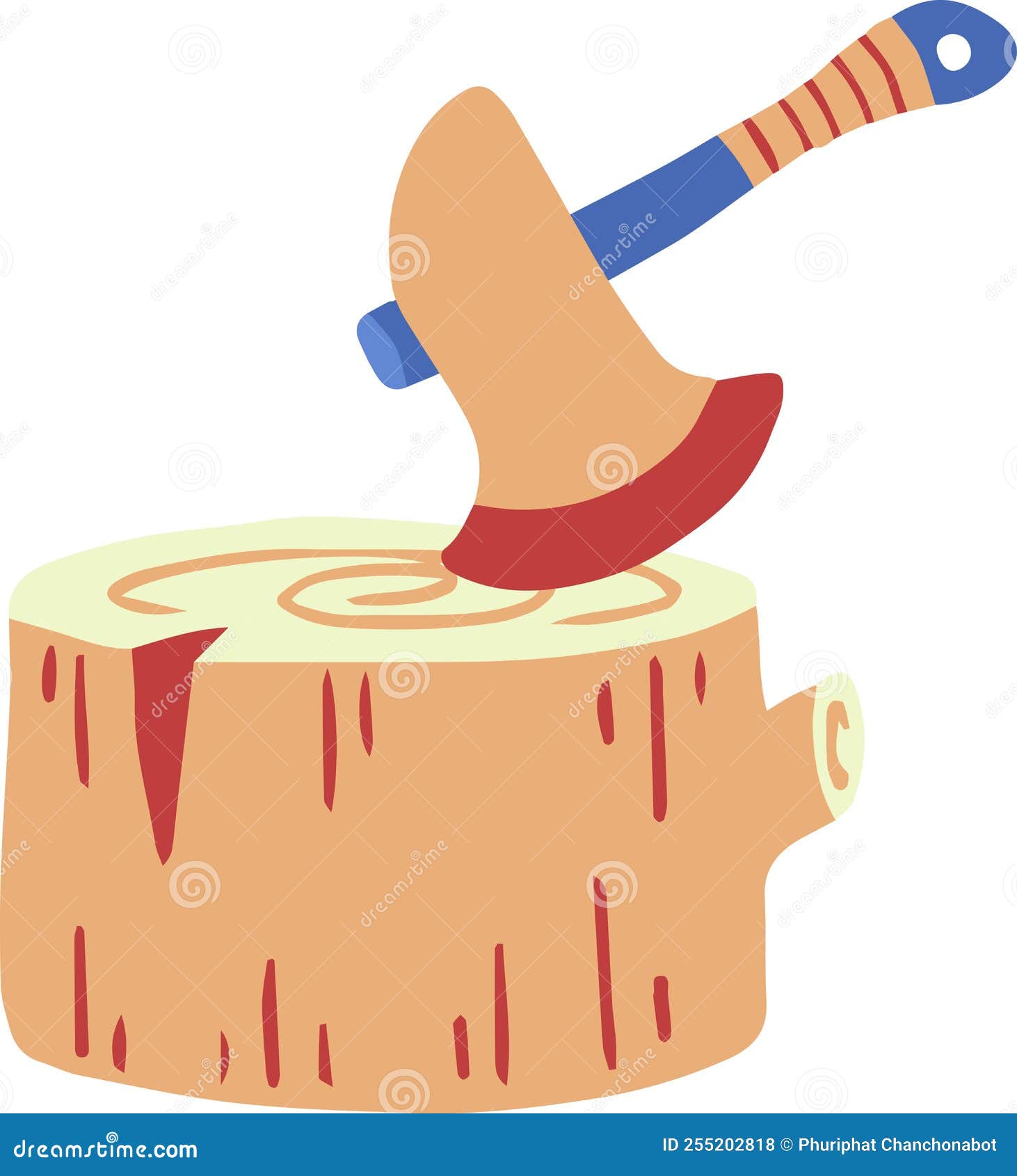 Hand Drawn Handle Hatchet Axe Illustration Stock Vector - Illustration ...