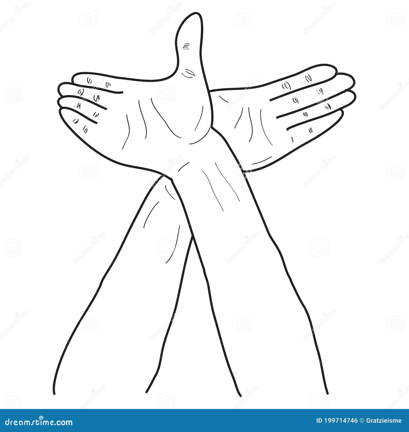 Hand Drawn of Hands As Symbol of Human Right. Illustration. Vector ...