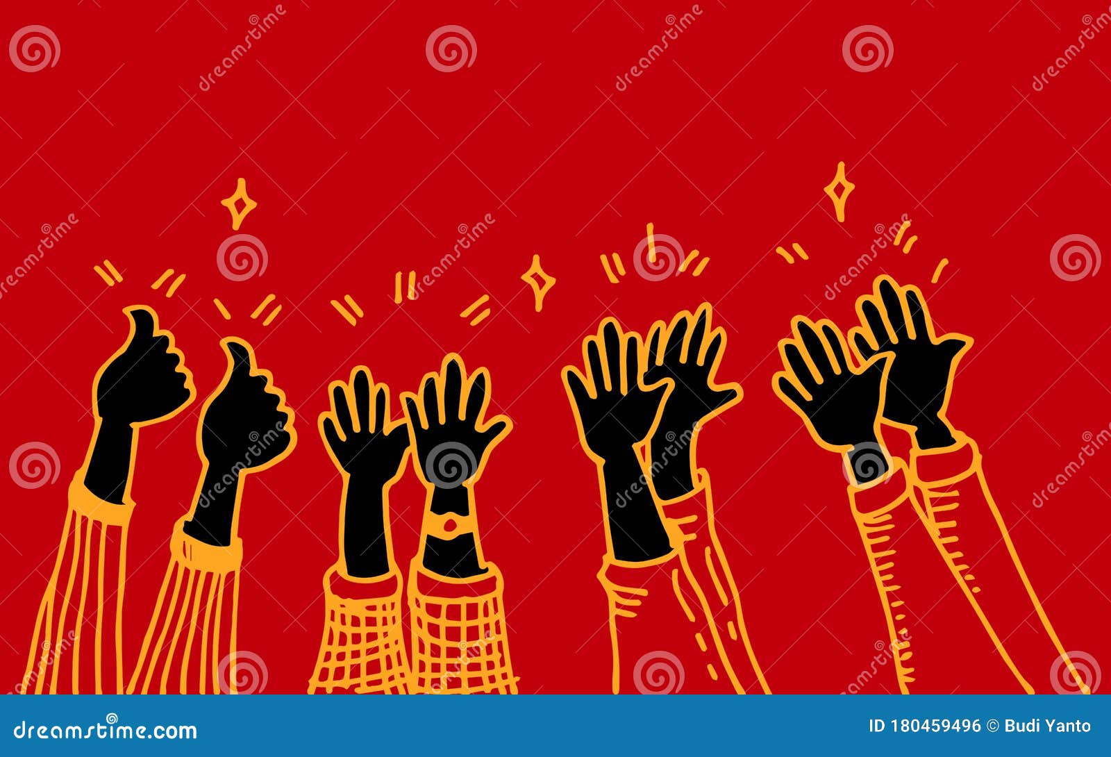 Hand Drawn of Hands Clapping. Cheer, Applause Stock Vector ...