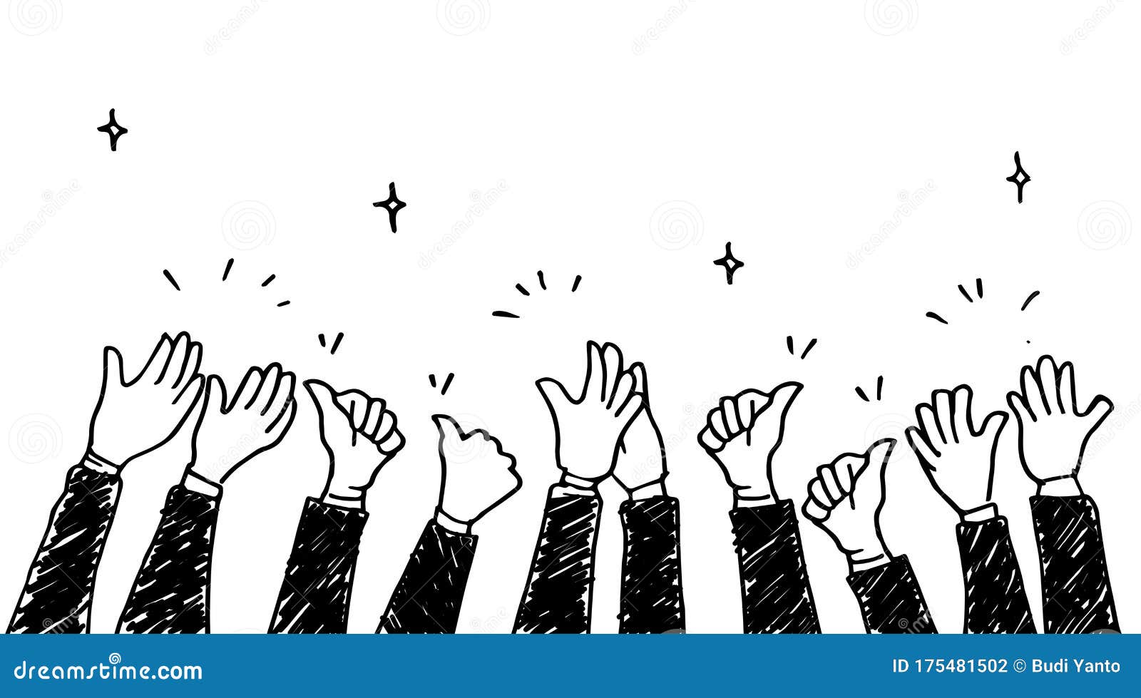 Hand Drawn of Hands Clapping Ovation. Applause Stock Vector ...