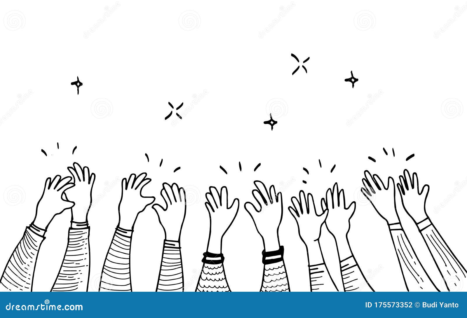 Hand Drawn of Hands Clapping Ovation. Vector Illustration Stock ...