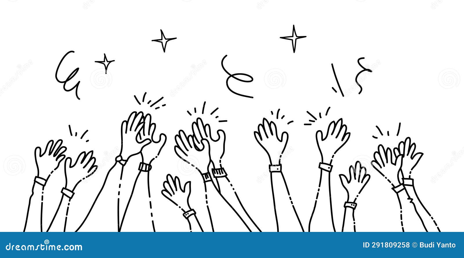 Hand Drawn of Hands Clapping Ovation, Applause. Hands Up Gesture on ...